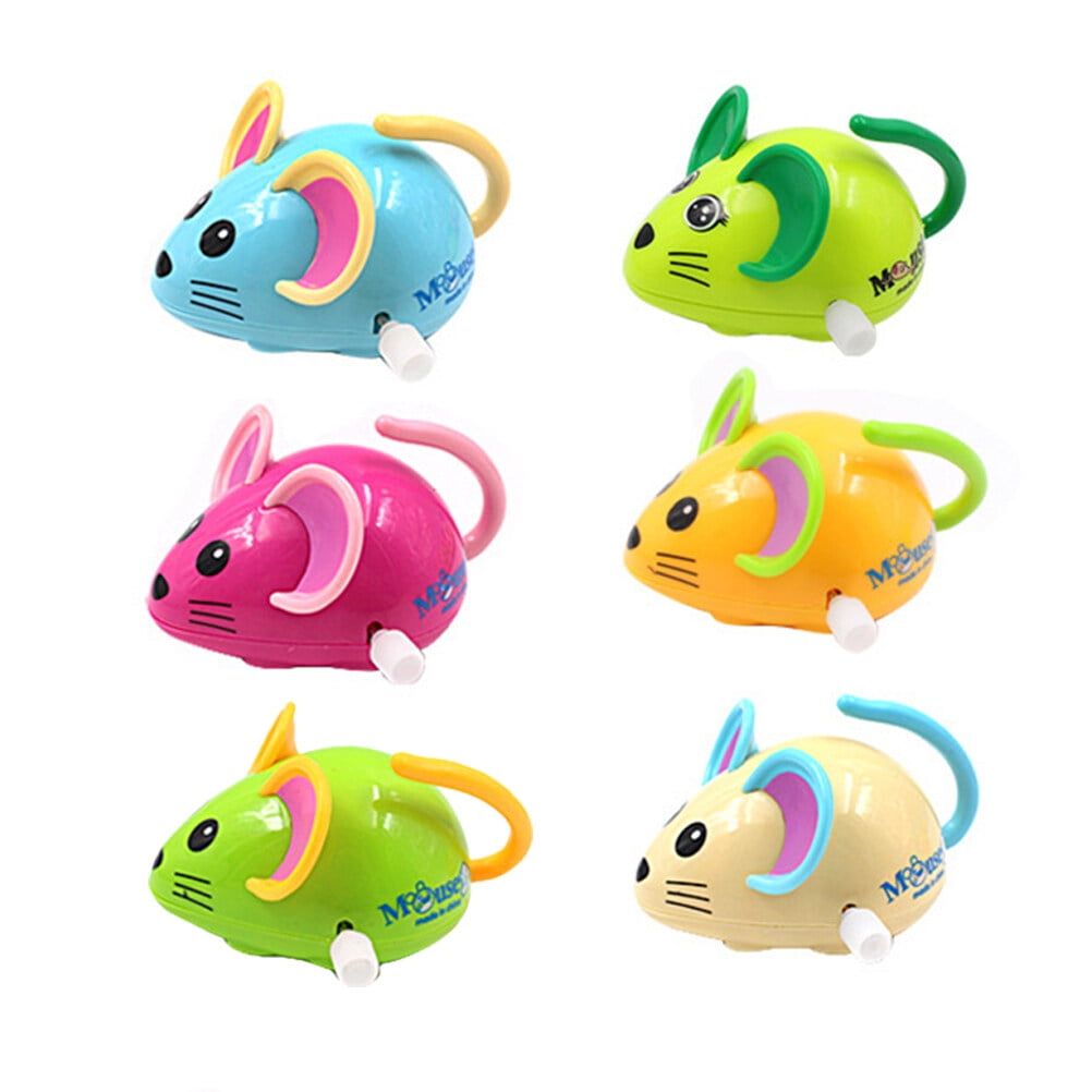6pcs Wind-up Mouse Toys Funny Plastic Mouse Cartoon Clockwork Toy ...