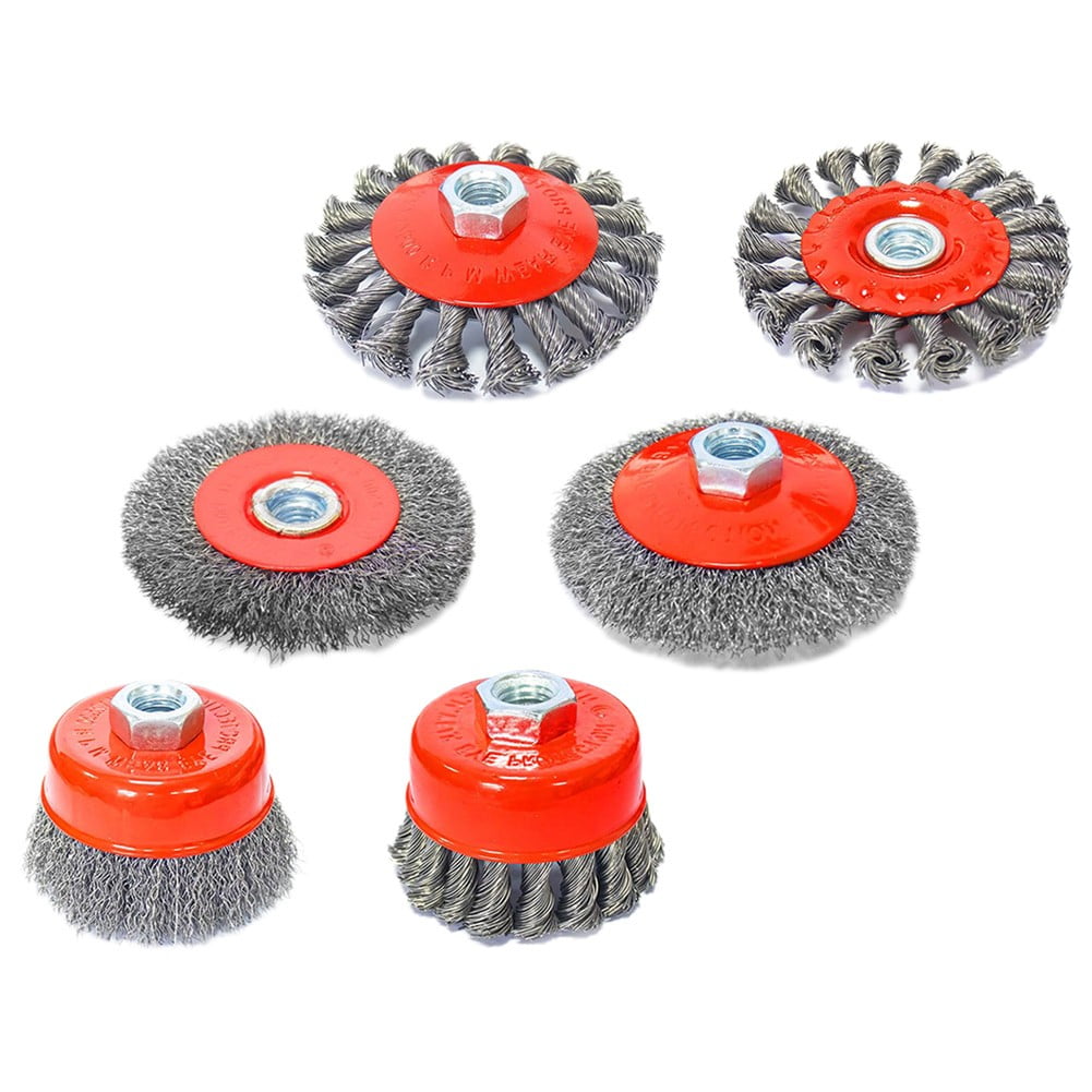 6pcs Wire Brushes Wheel Cup Brush Cleaning Rust Removal Descaling ...
