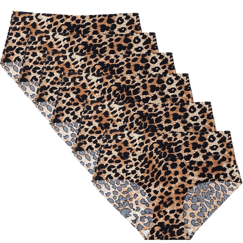 6pcs Women's Seamless Ice Silk Panties Female Mid Waist Plus Size ...