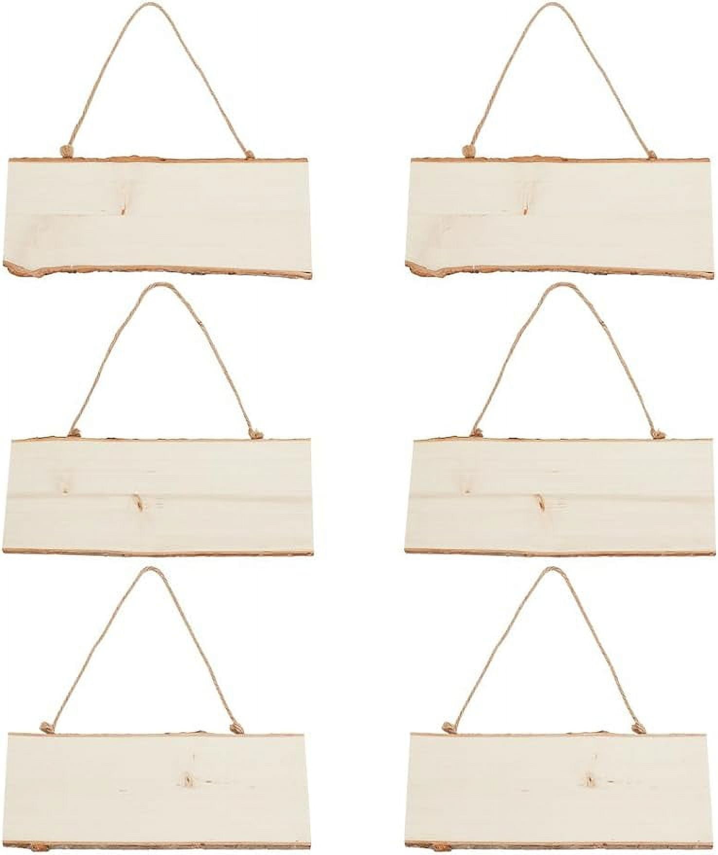6pcs Wood Hanging Signs Unfinished Hanging Wood Plaques Rectangle ...