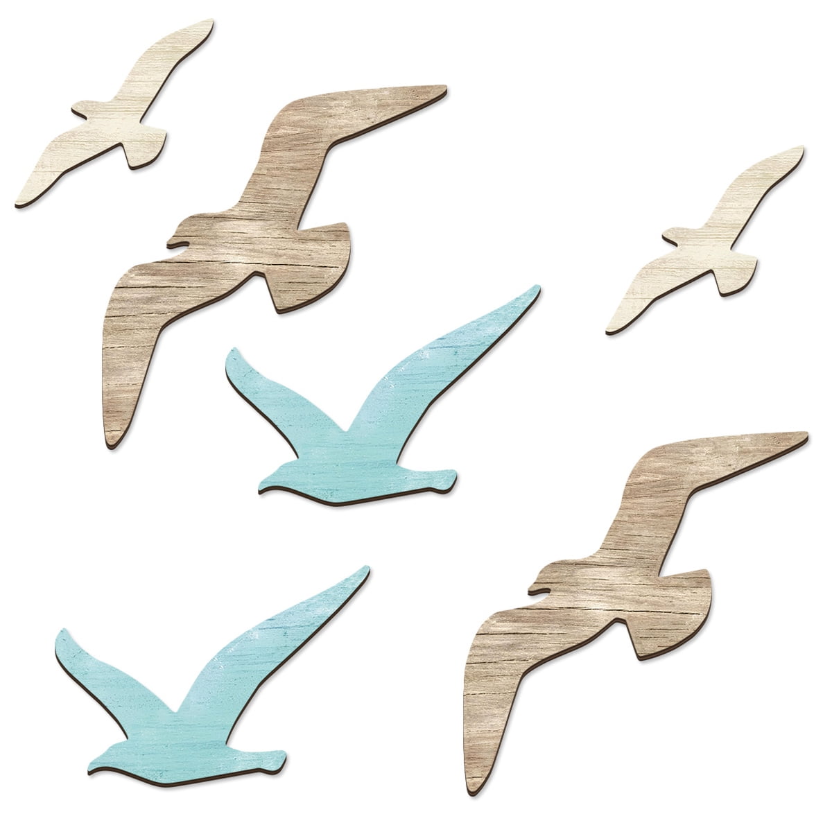 6pcs Wood Seagull Wall Decor Wooden Beach Wall Decor Coastal Theme Wall ...