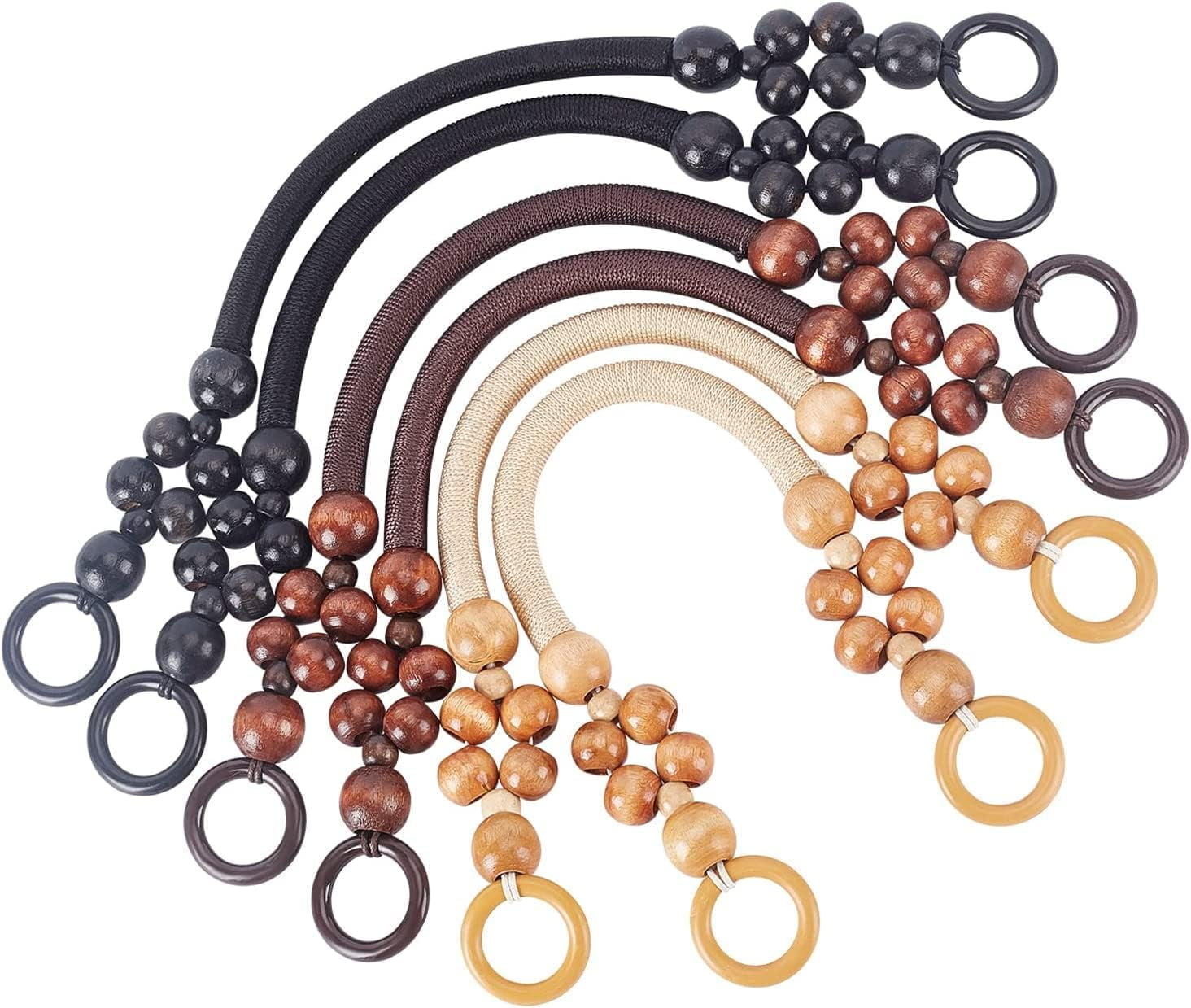 6pcs Wooden Beaded Bag Handles, 3 Colors Purse Handles Nylon Rope Purse ...