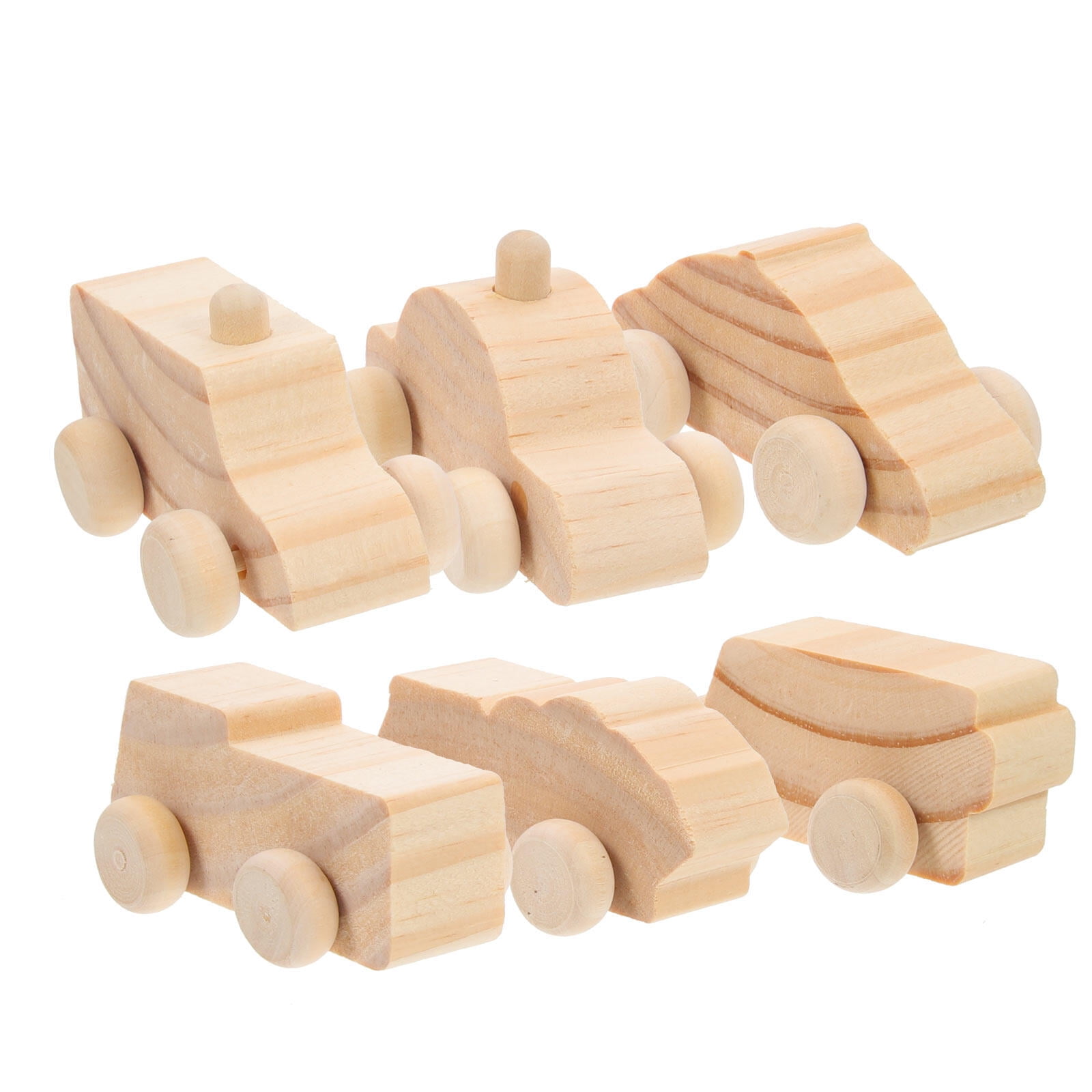 6pcs Wooden Cars DIY Graffiti Cars Kids Unfinished Wood Cars Children ...