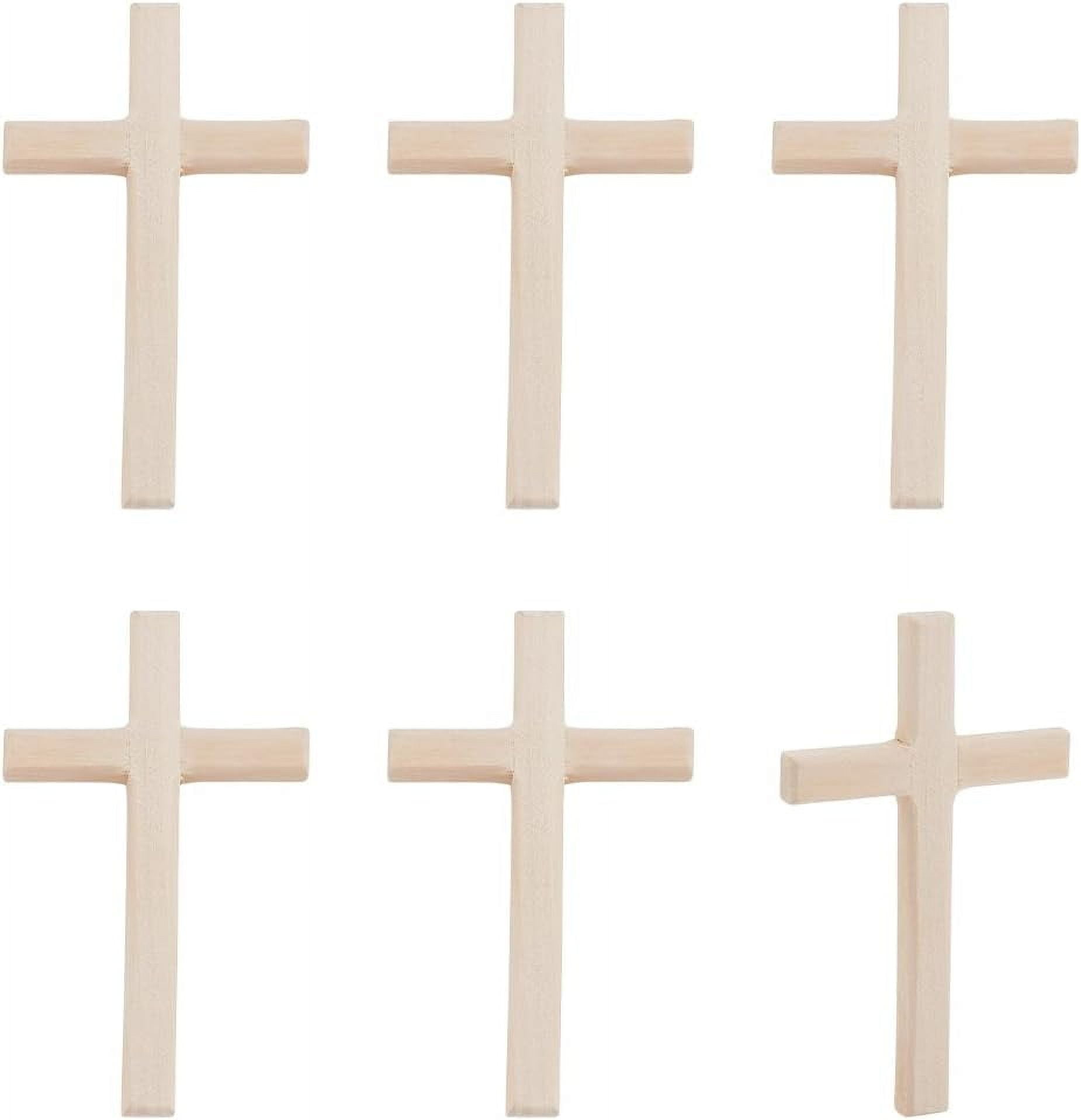 6pcs Wooden Cross Wood Wall Crosses Hand Held Cross Beige Small Cross ...