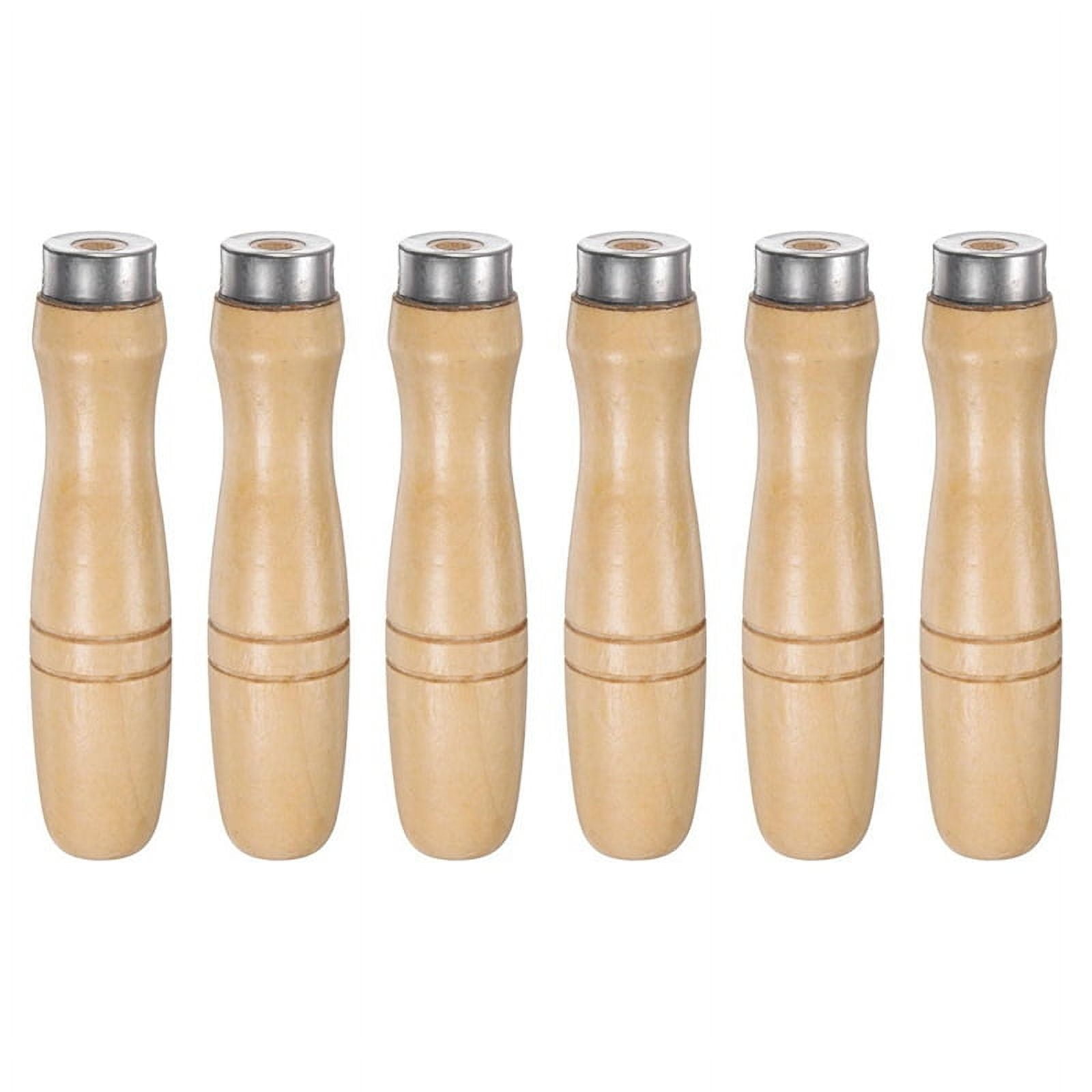 6pcs Wooden File Handle Round Hole Ergonomic Handles with Metal Collar ...