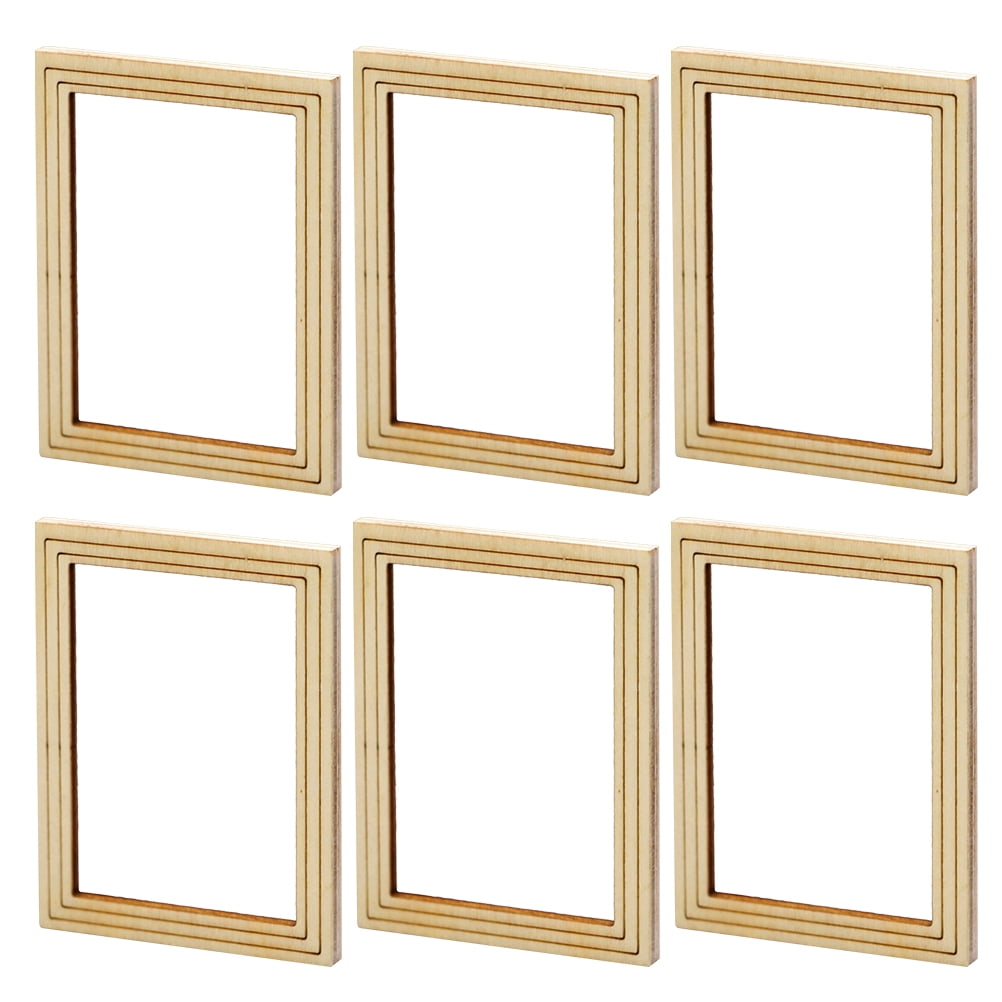 6pcs Wooden Tiny House Furniture Miniature Photo Frame Props - Walmart.com