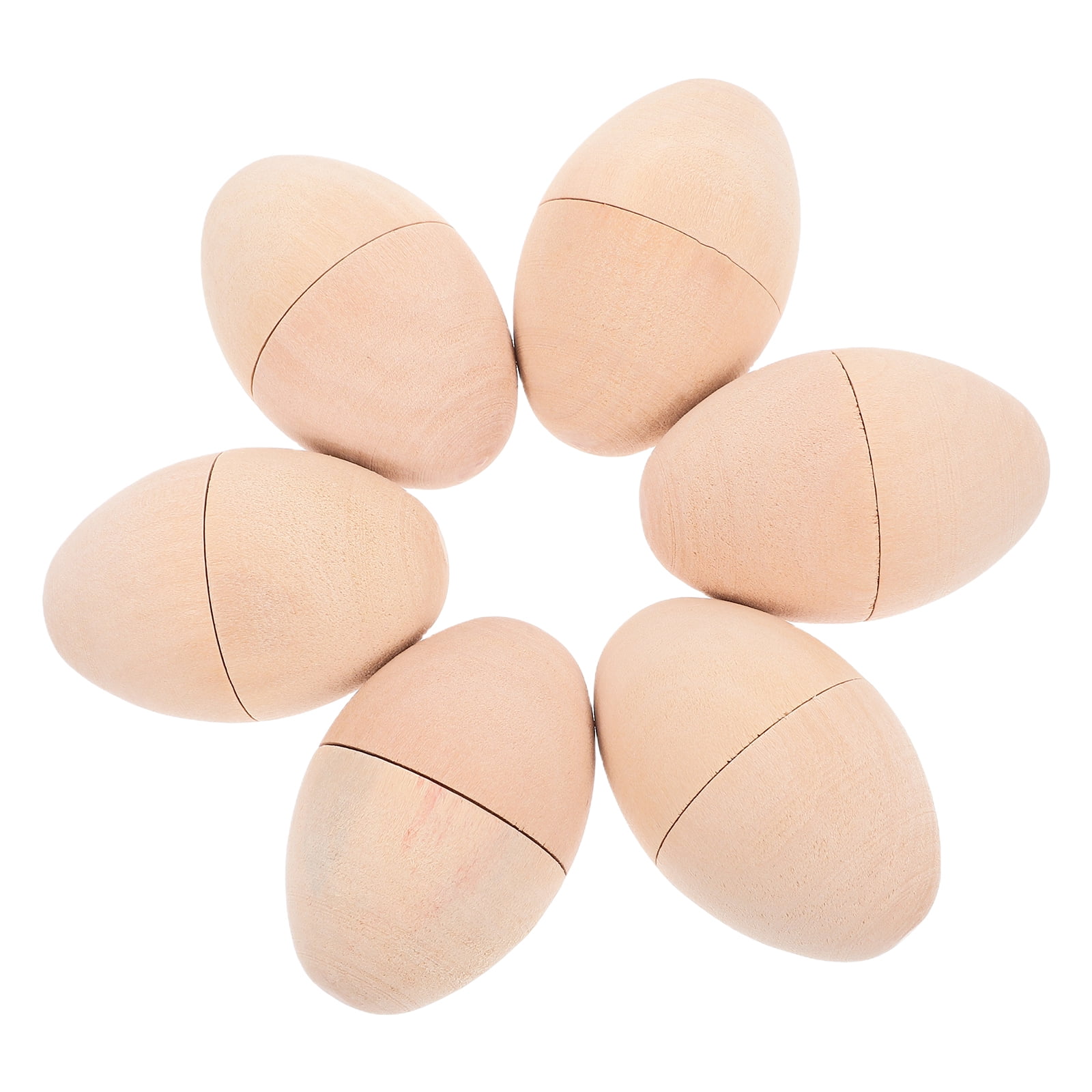 6pcs Wooden Unpainted Hollow Craft Eggs For Diy Painting Decorating ...
