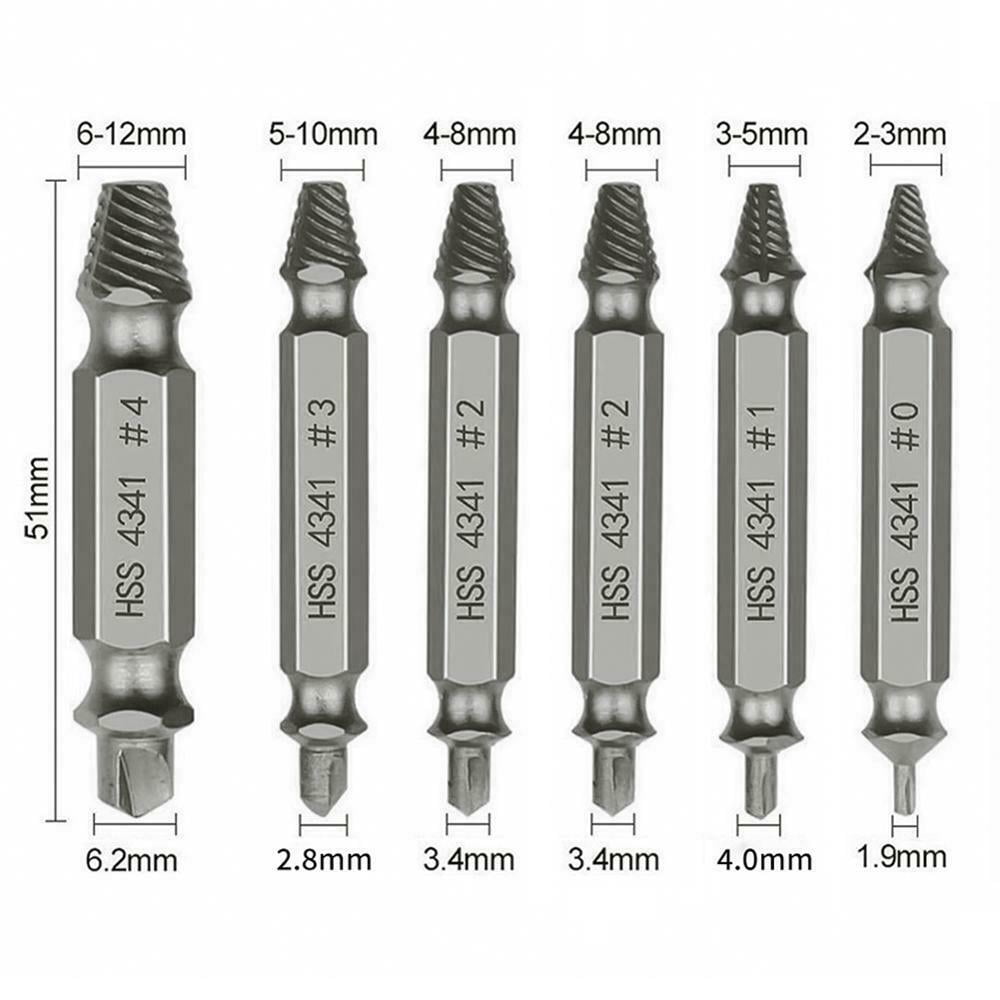 6pcs damaged screw extractor speed out drill bits tool set broken bolt ...