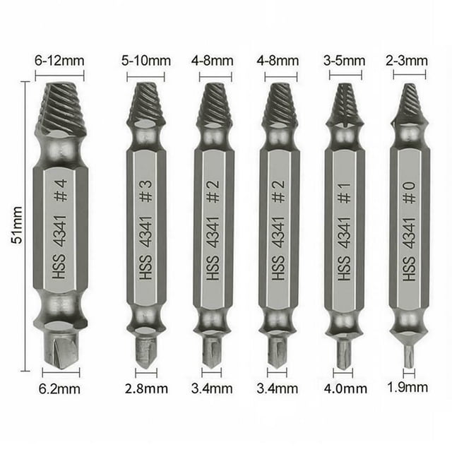 6pcs damaged screw extractor speed out drill bits tool set broken bolt ...