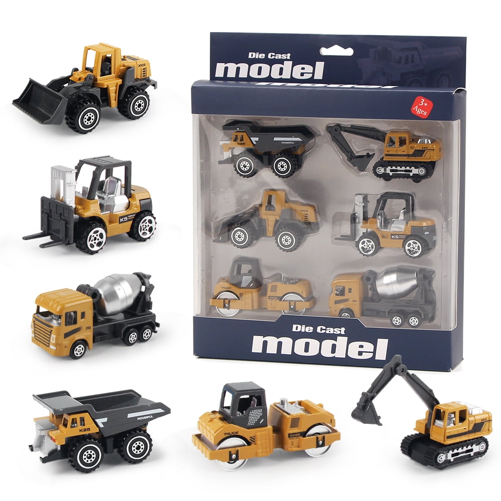6pcs/set Alloy Engineering Truck Toy Car Classic Construction Model ...