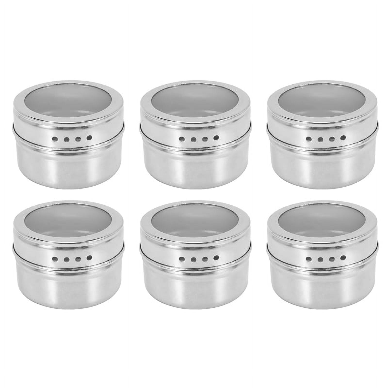 6pcs / set Clear Lid Magnetic Spice Jar Stainless Steel Sauce Storage ...