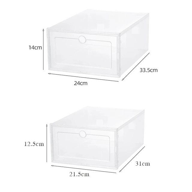 6pcs/set Fold Plastic Shoes Case Thickened Transparent Drawer Case ...