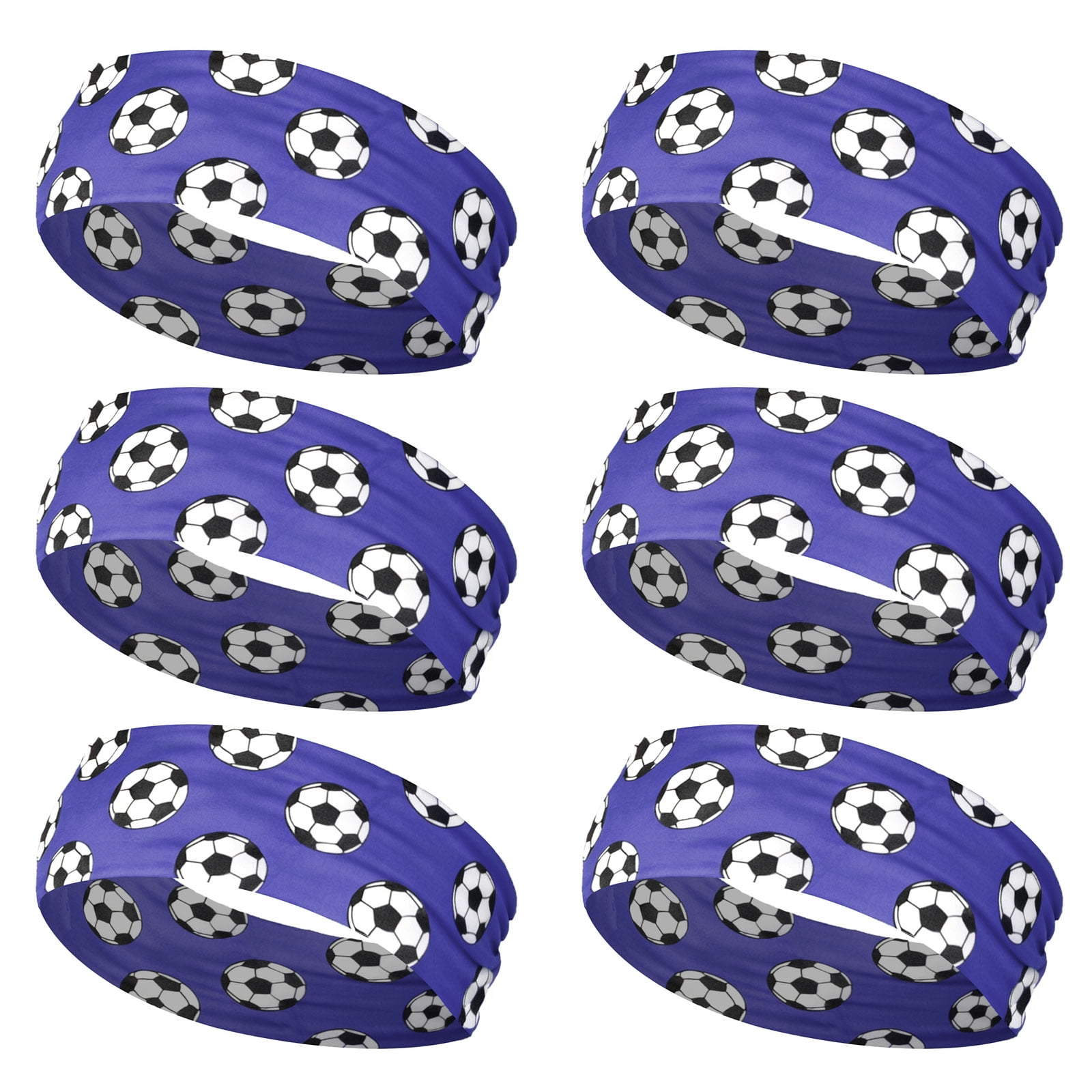 6pcs/set Football Print Stretchy Hairbands Soccer Design Headpieces ...