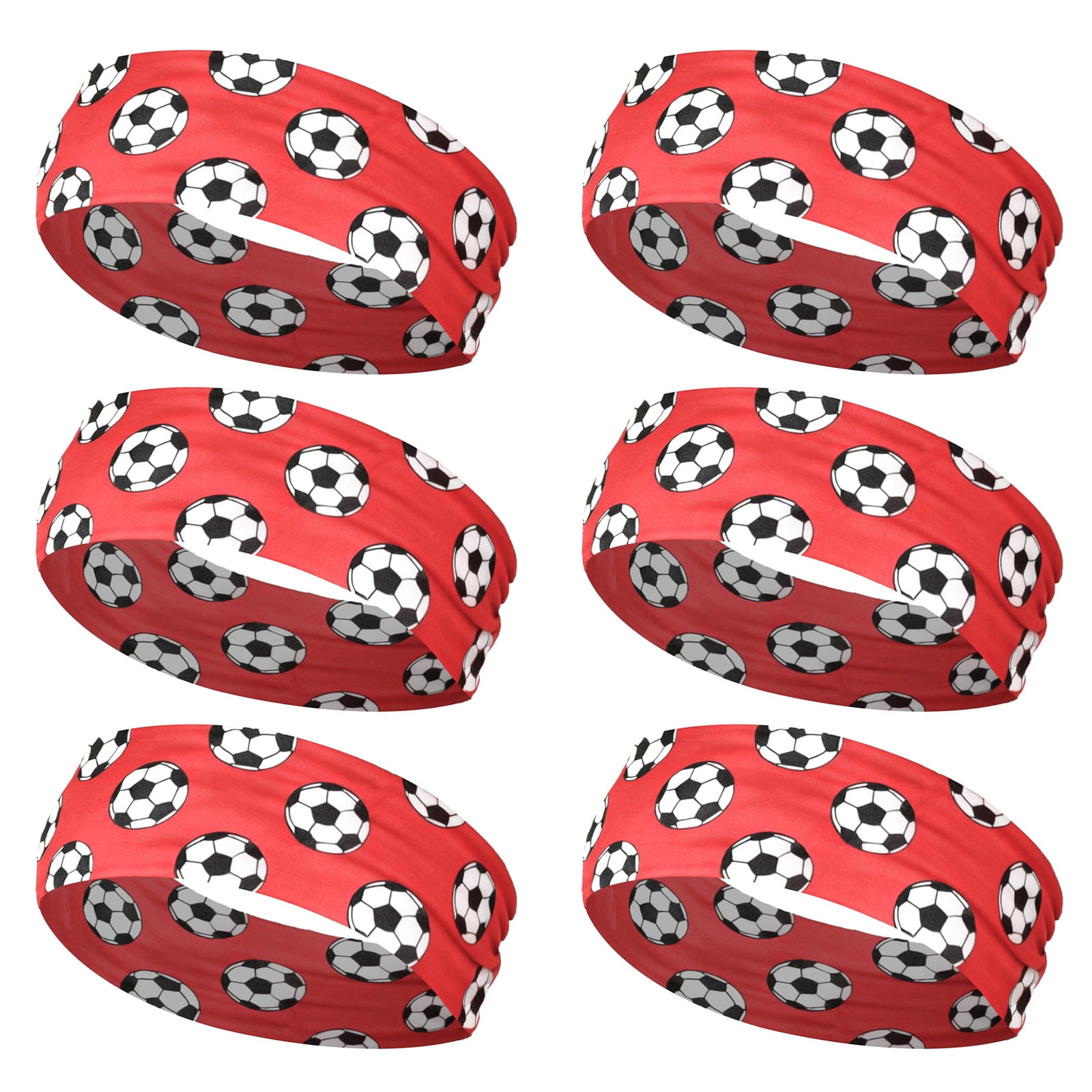 6pcs/set Football Print Stretchy Hairbands Soccer Design Headpieces ...