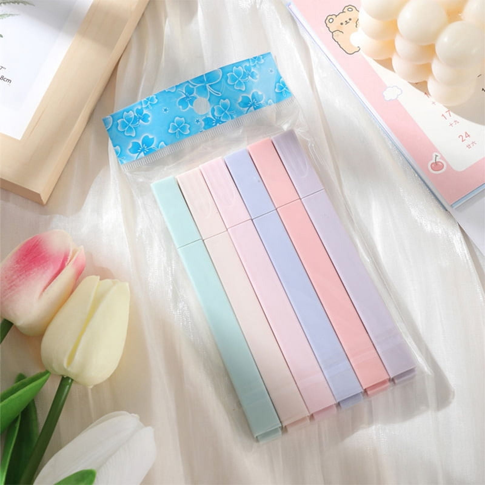 6pcs/set Highlighters Soft Tip Colourful Student Highlighting ...