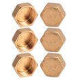 6pcs/set Threaded End Seals 1/2"/3/4"/1" Resistant Pipe End Caps Brass ...