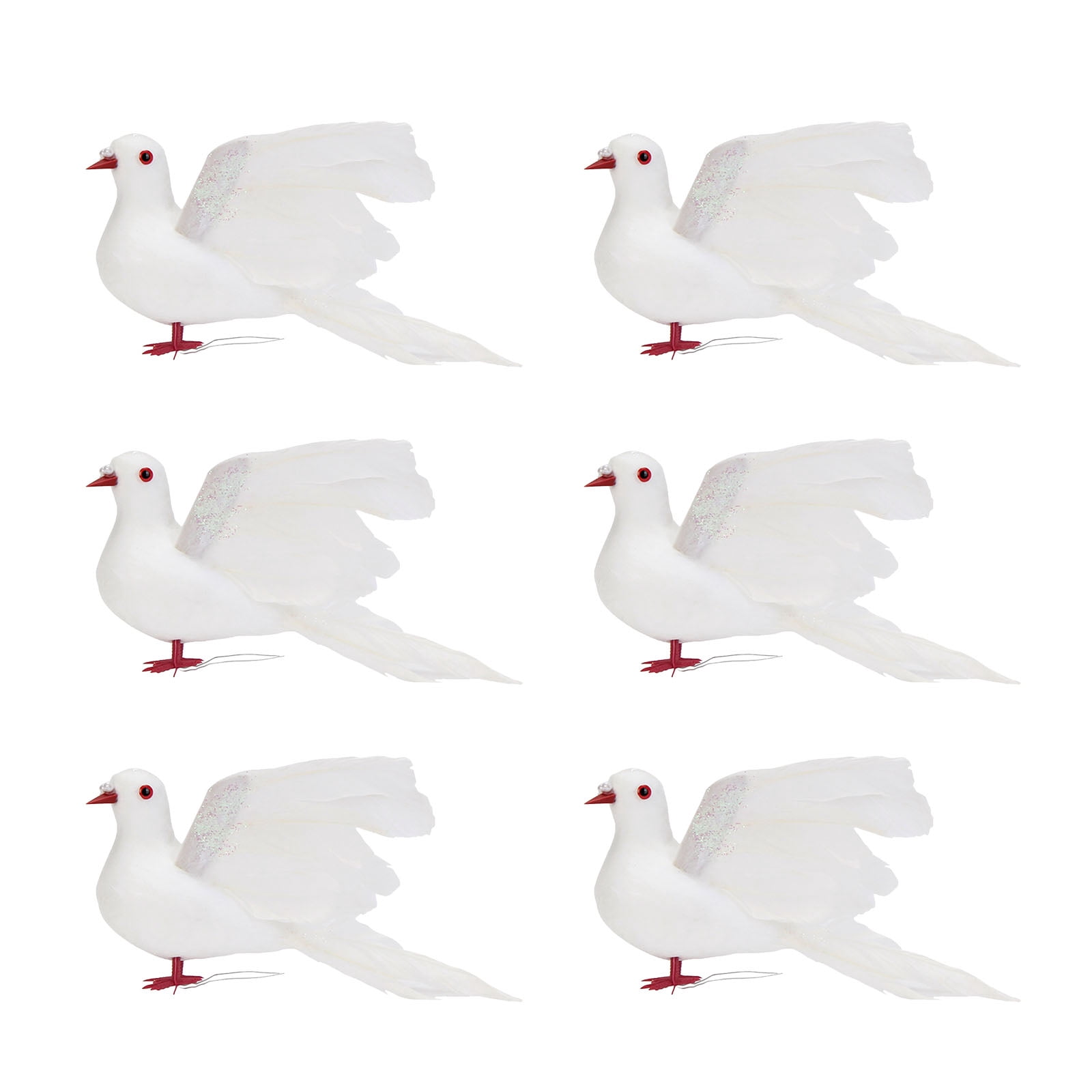 6pieces Christmas Artificial Birds,Simulation Dove Outdoor Photography ...