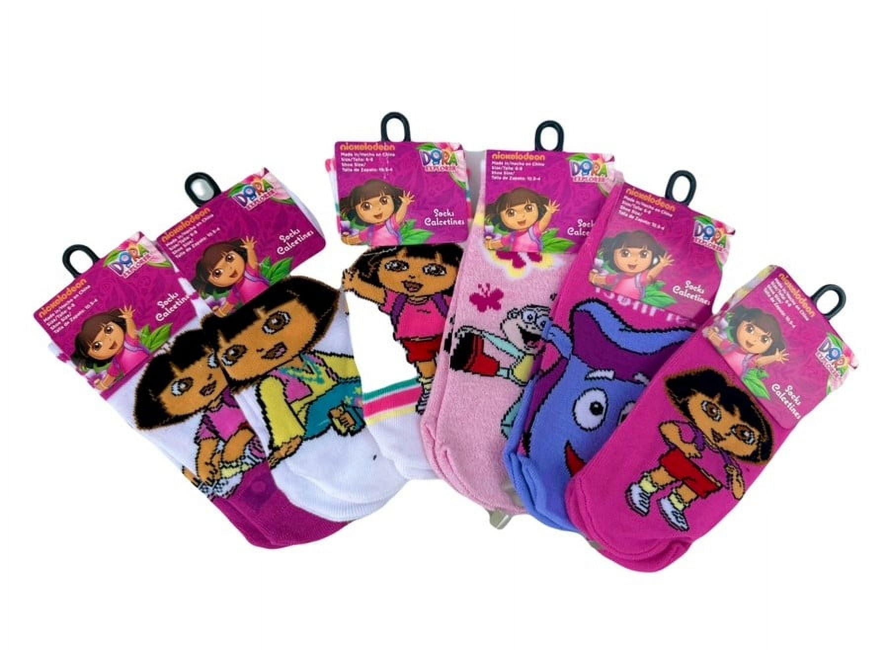 6pk Dora The Explorer girl's socks size 6-8 (assorted) - Walmart.com