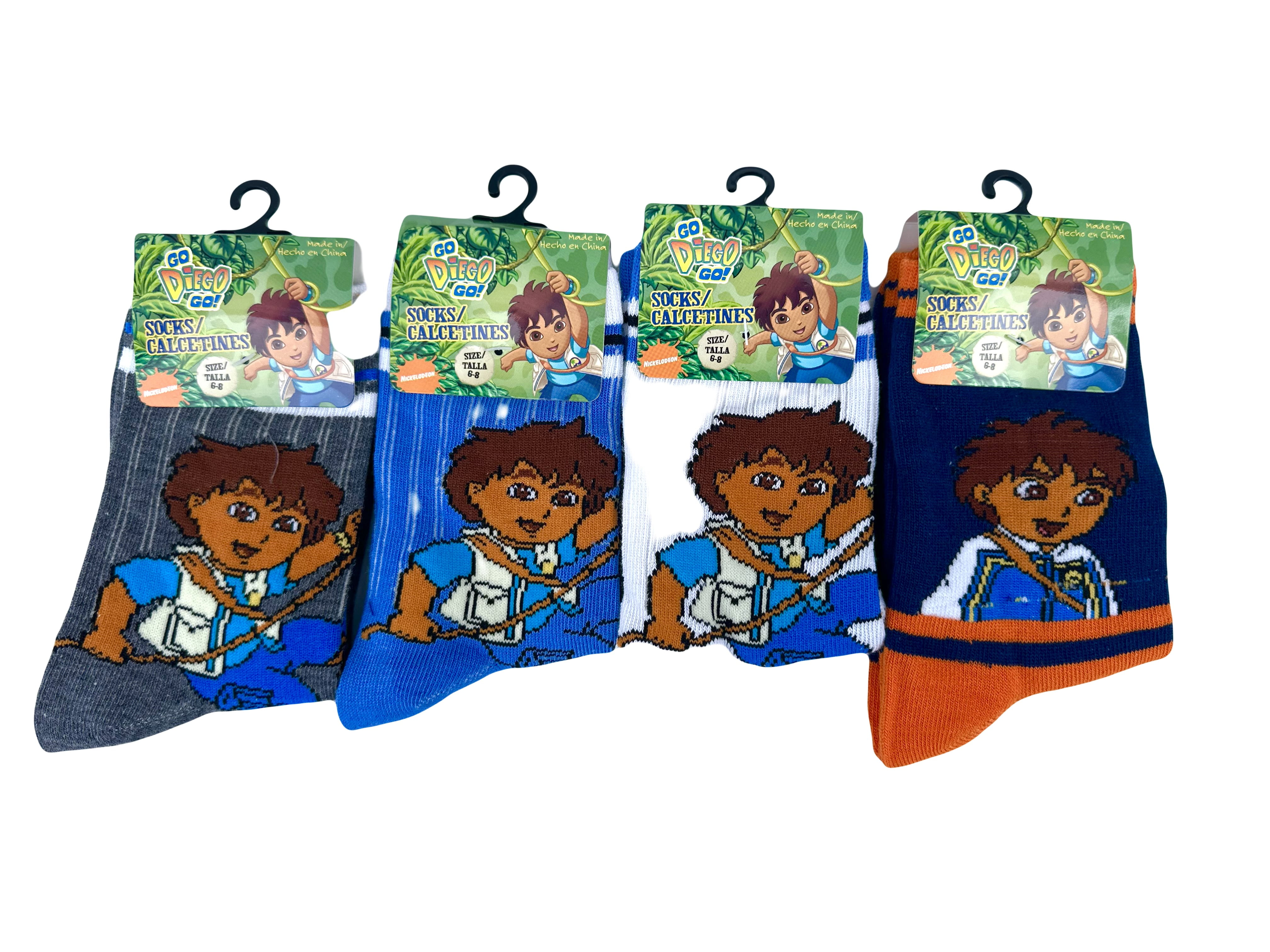 6pk Go Diego Go Boy's Socks (size 6-8) - Diego Assorted Colors Boy ...