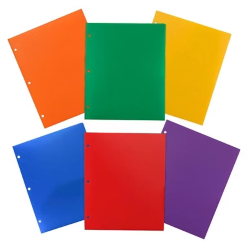 6pk Heavy Duty 3 Hole Punch 2 Pocket School Presentation Paper Folder ...
