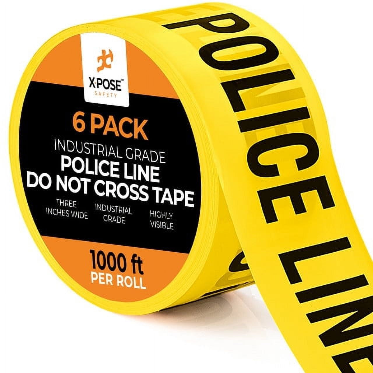 6pk Police Line Do Not Enter Tape Roll - 6 Rolls - 1000 Ft x 3 Inch Wide Each - Yellow Safety ...