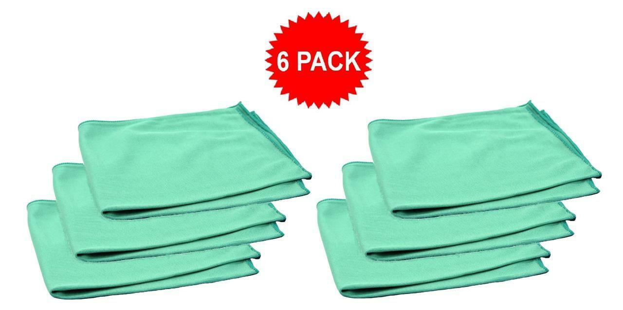 6pk Real Clean 16x16 Microfiber Green Window Glass Towels For Home Auto ...