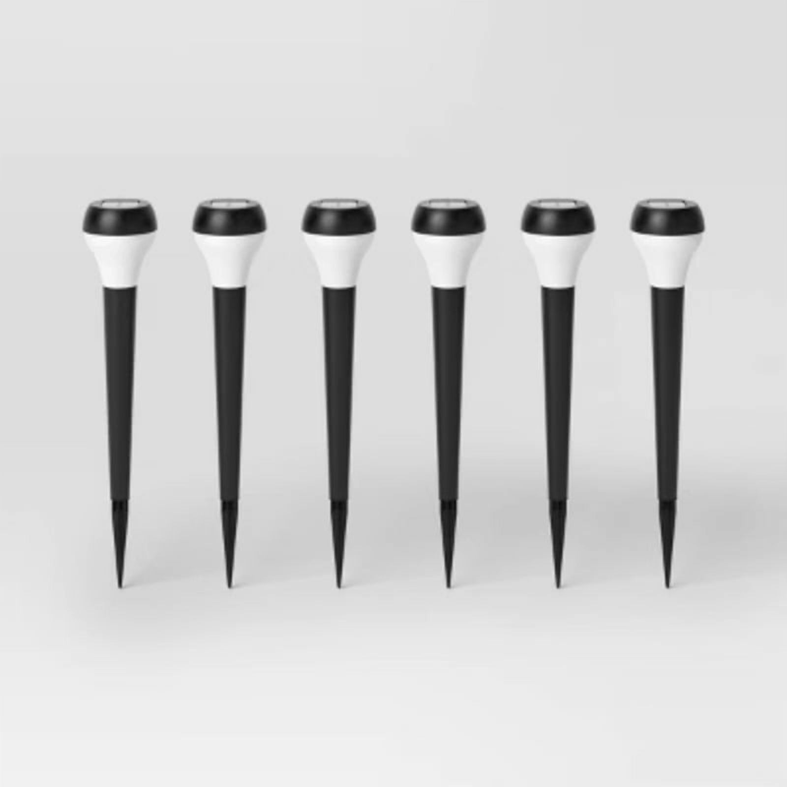 6pk Round Solar LED Outdoor Path Lights Matte Black: Weather-Resistant ...