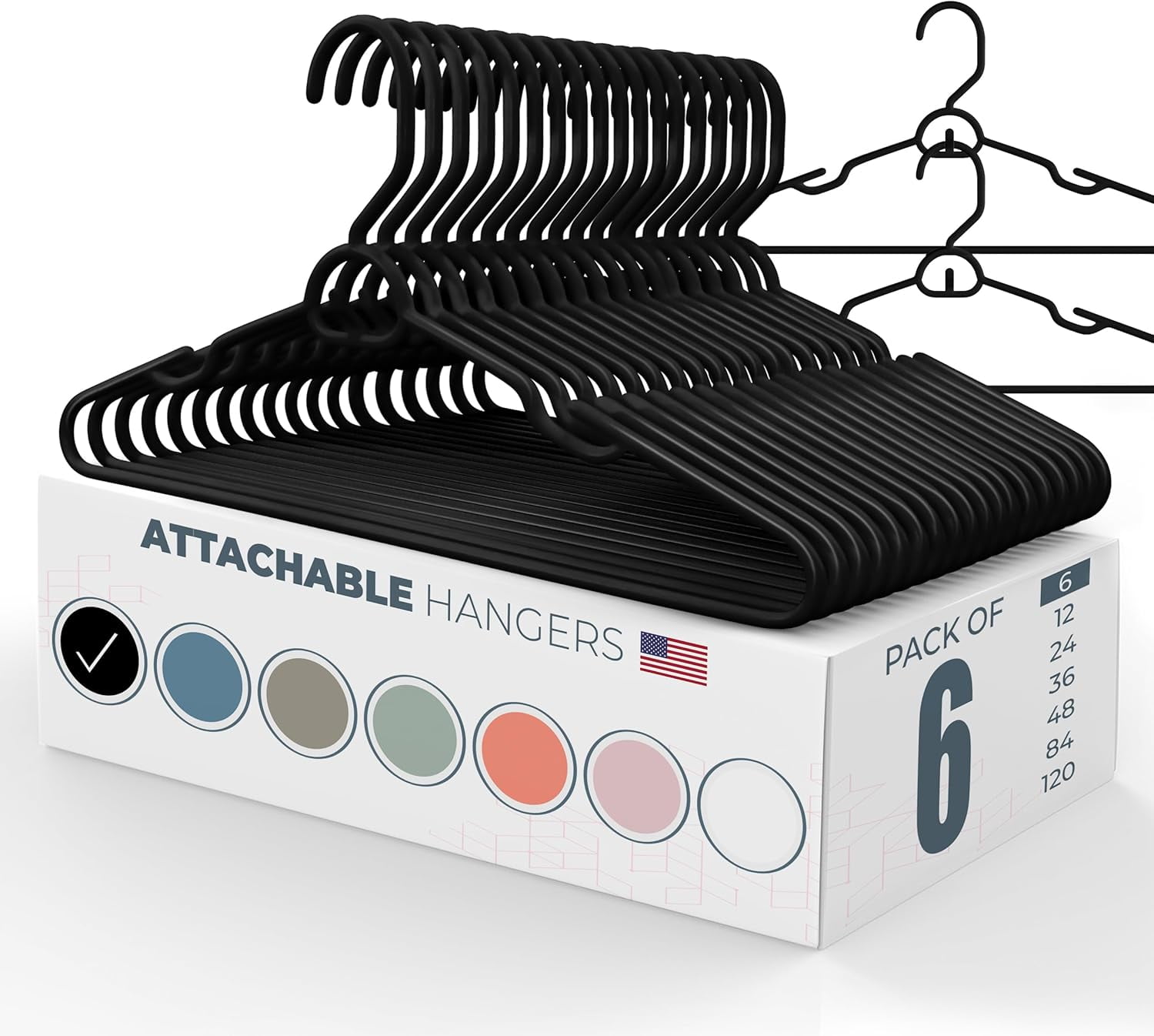 6pk Space Saving Hangers - Heavy Duty Clothes Hangers for Closet ...