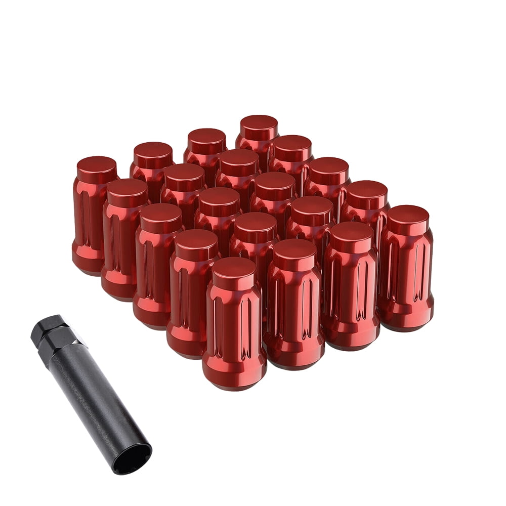 6pt Spline Lug Nut, Red 12X1.25 Closed End Hex 3/4 Inch 19mm Corn Seat ...