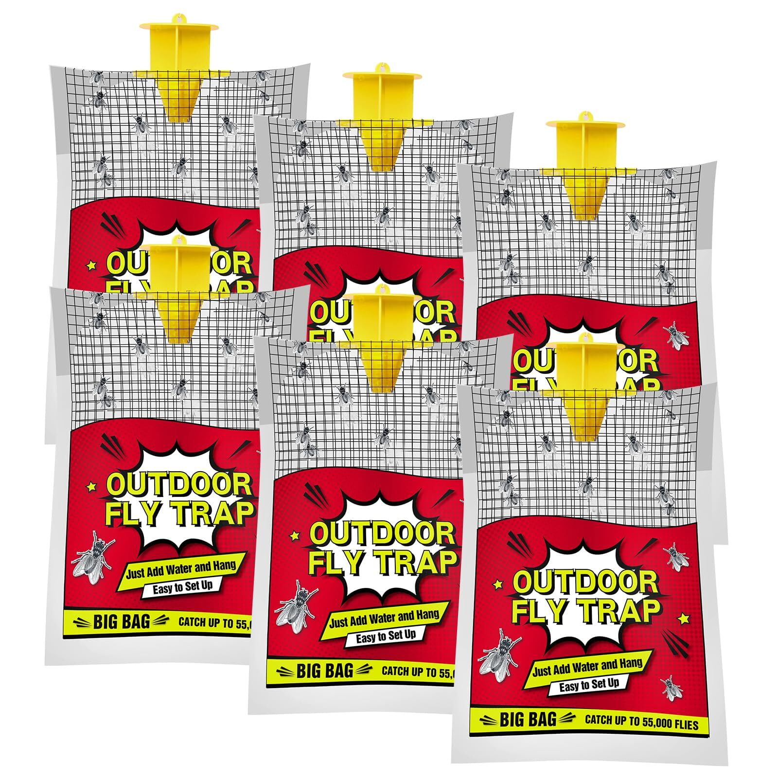 InsectX 6-Set Outdoor Disposable Hanging Fly Traps Bag, Natural Baited ...