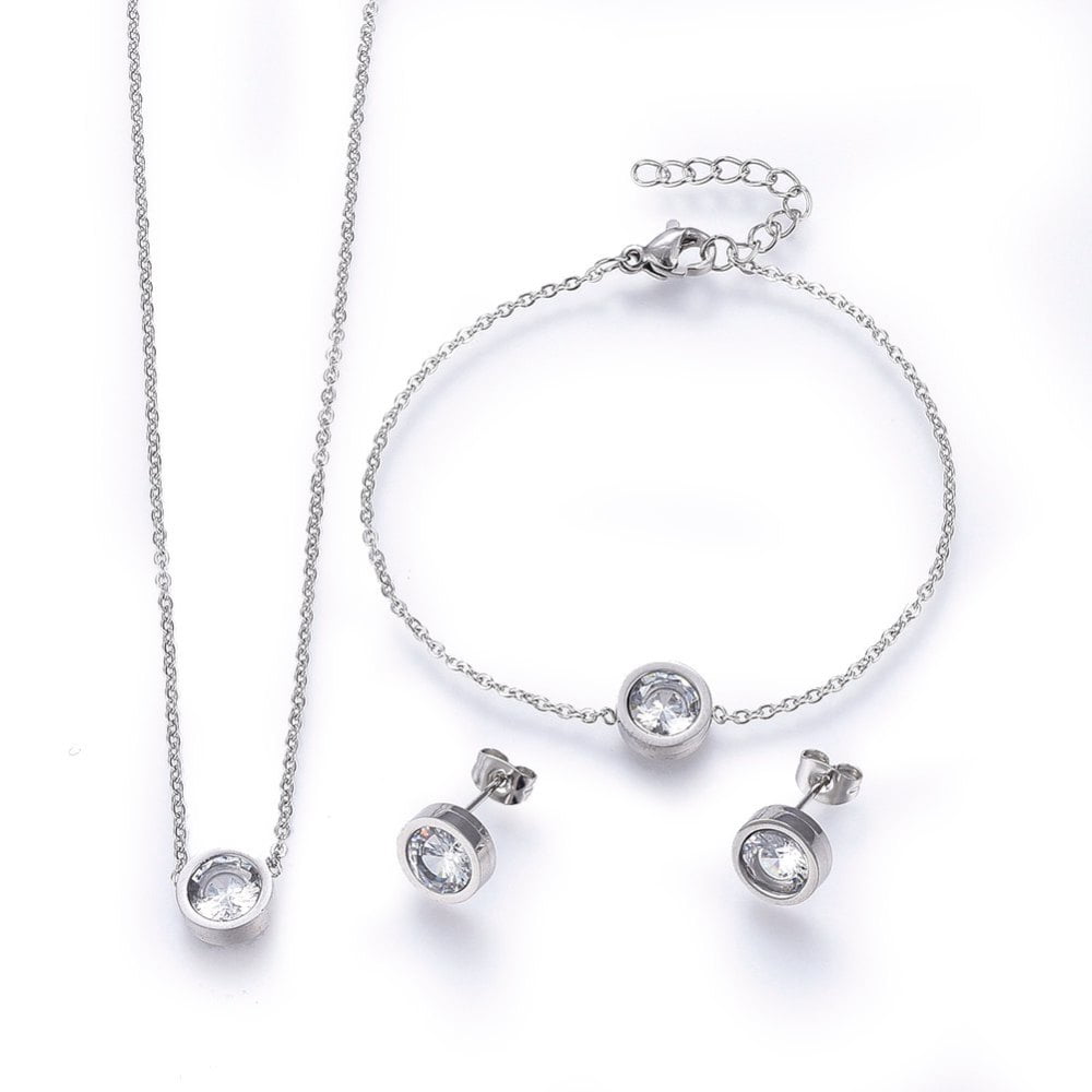 6sets 304 Stainless Steel Jewelry sets Necklaces & Stud Earrings ...