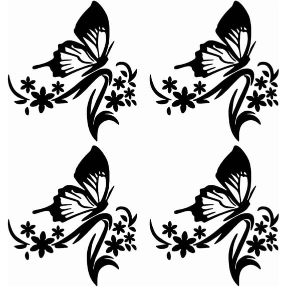 6sheets PVC Butterfly Car Decals Reflective Car Rearview Mirror ...