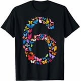 6th Birthday Butterflies 6 Years Old Girls Butterfly lover T-Shirt ...