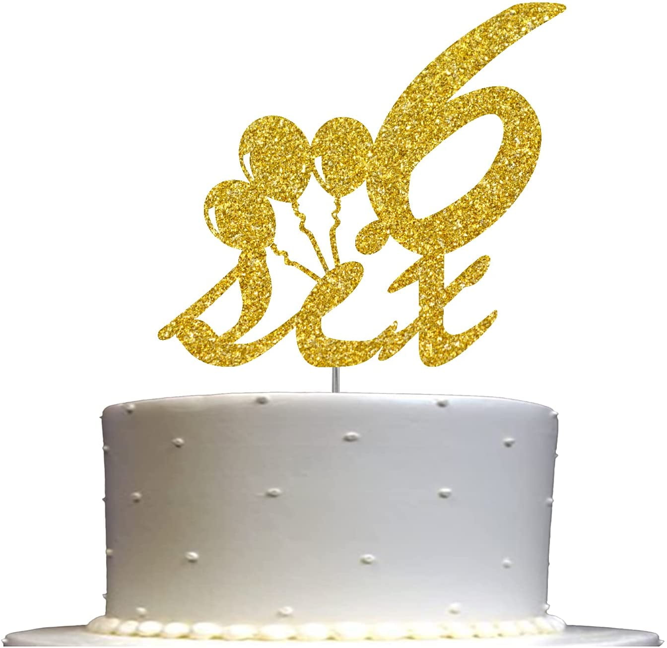 6th Birthday Cake Topper Gold Glitter, Number Six Children Birthday ...