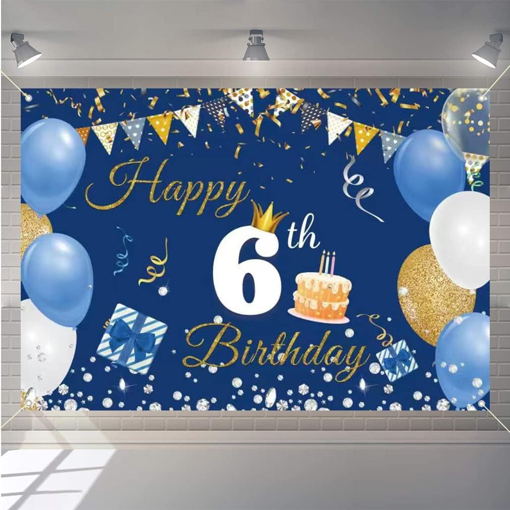 6th Birthday Decorations for Boys Girls Happy 6th Birthday Backdrop ...