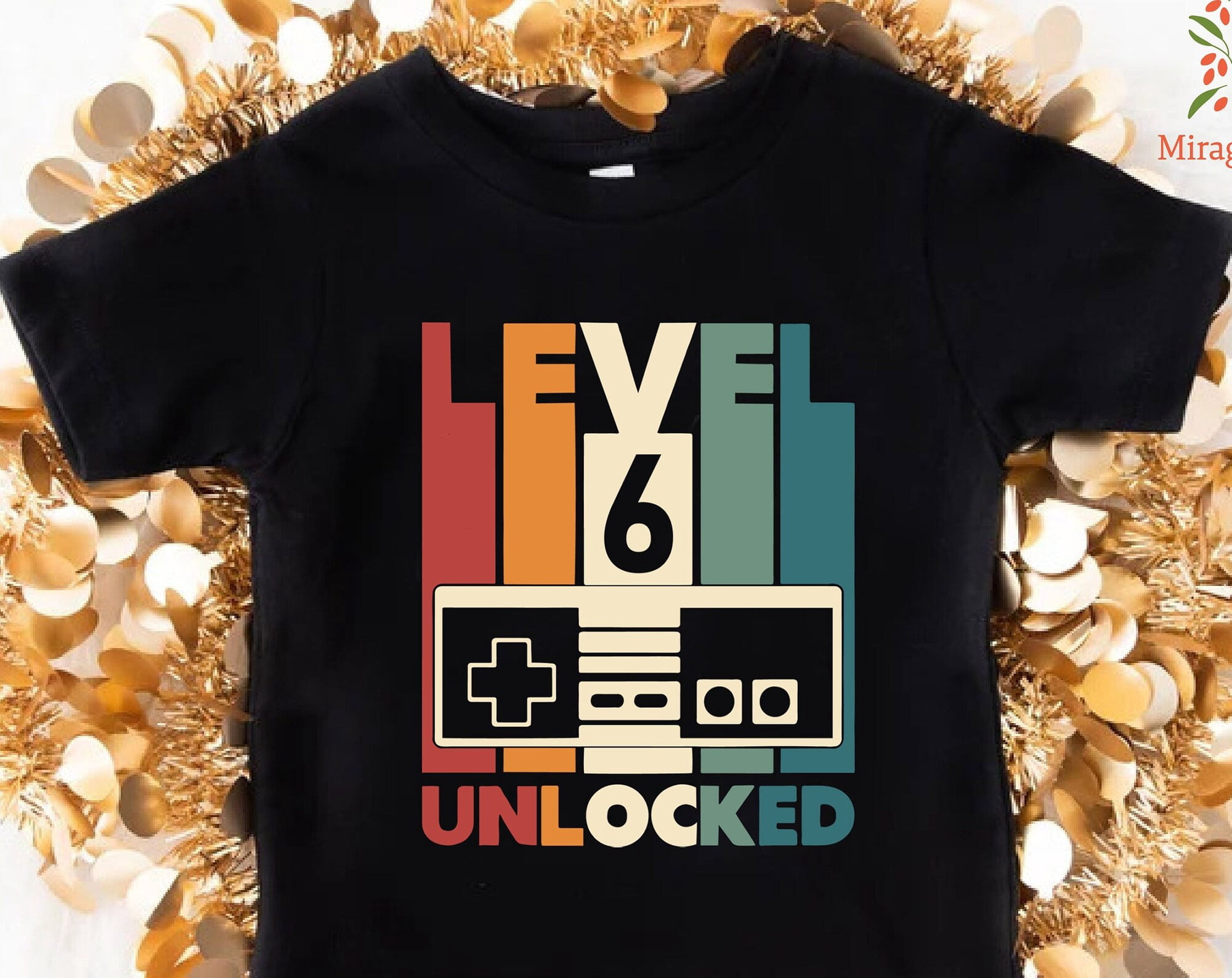 6th Birthday Shirt Level 6 Unlocked Tshirt 6th Birthday Gift Gamer ...