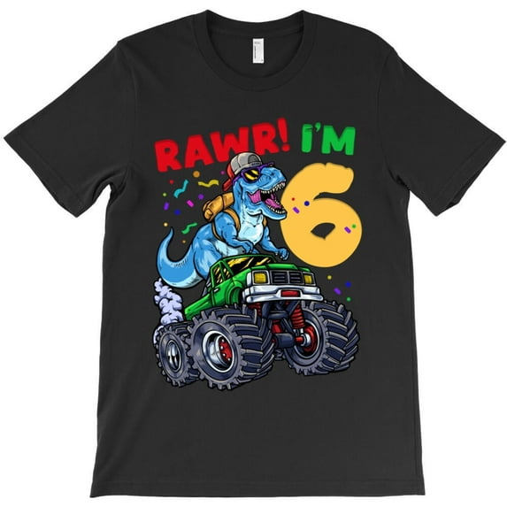 6th Birthday T-Rex Monster Truck Funny Dinosaur Graphic Novelty H32320 ...