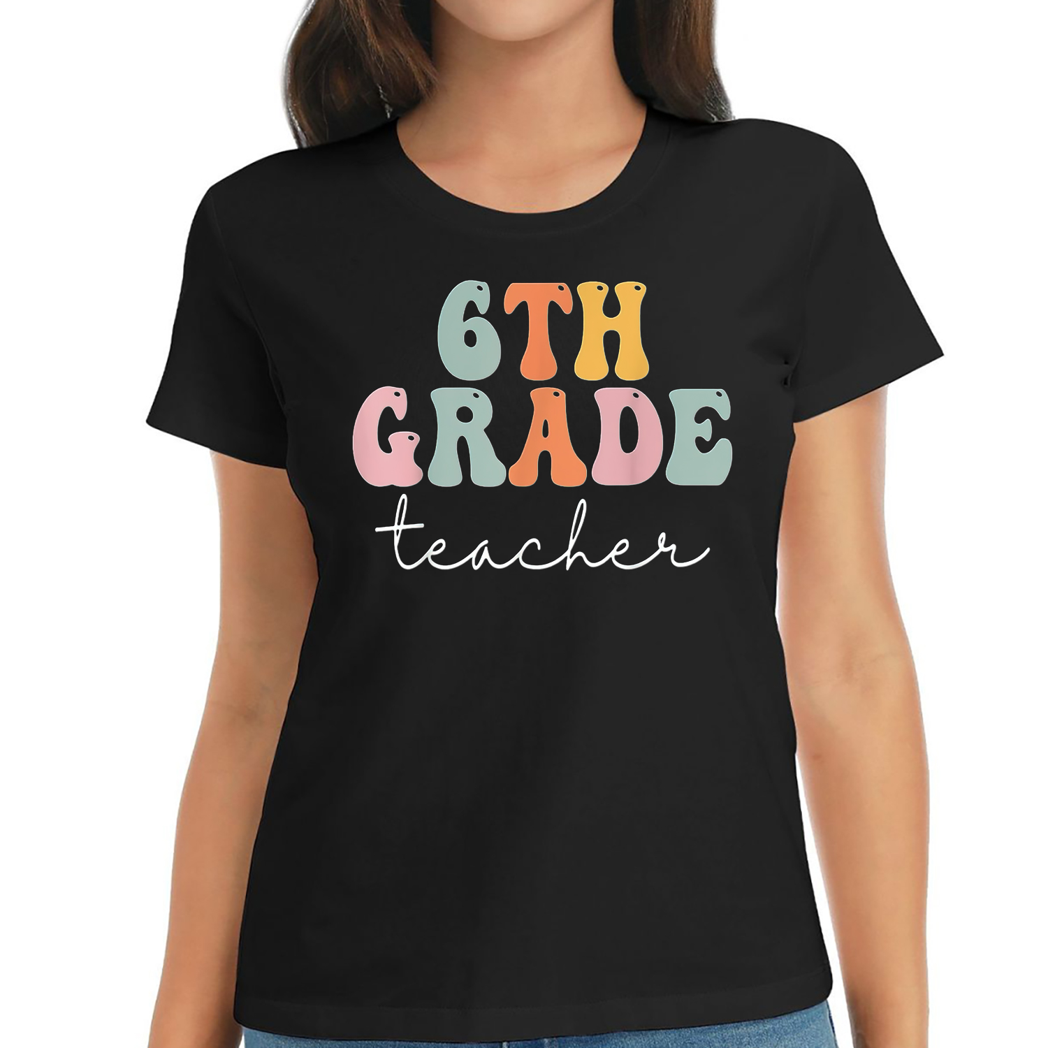6th Grade Teacher Retro Groovy Vintage First Day Of School T-Shirt ...