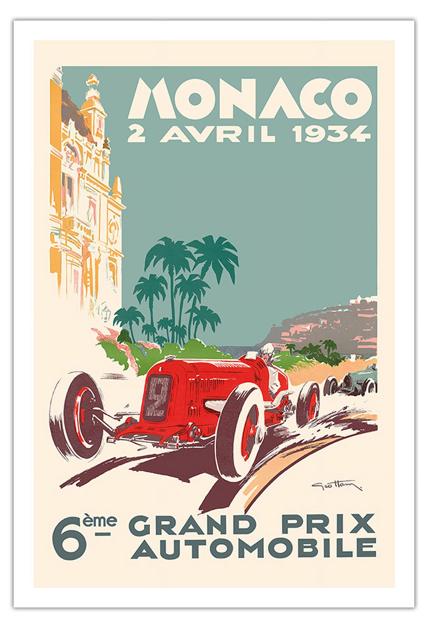 6th Monaco Grand Prix 1934 - Formula One - Vintage Car Racing Poster by ...