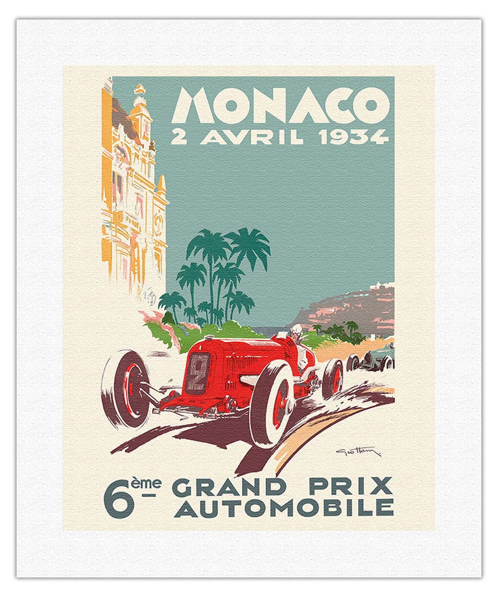 6th Monaco Grand Prix 1934 - Formula One - Vintage Car Racing Poster by ...