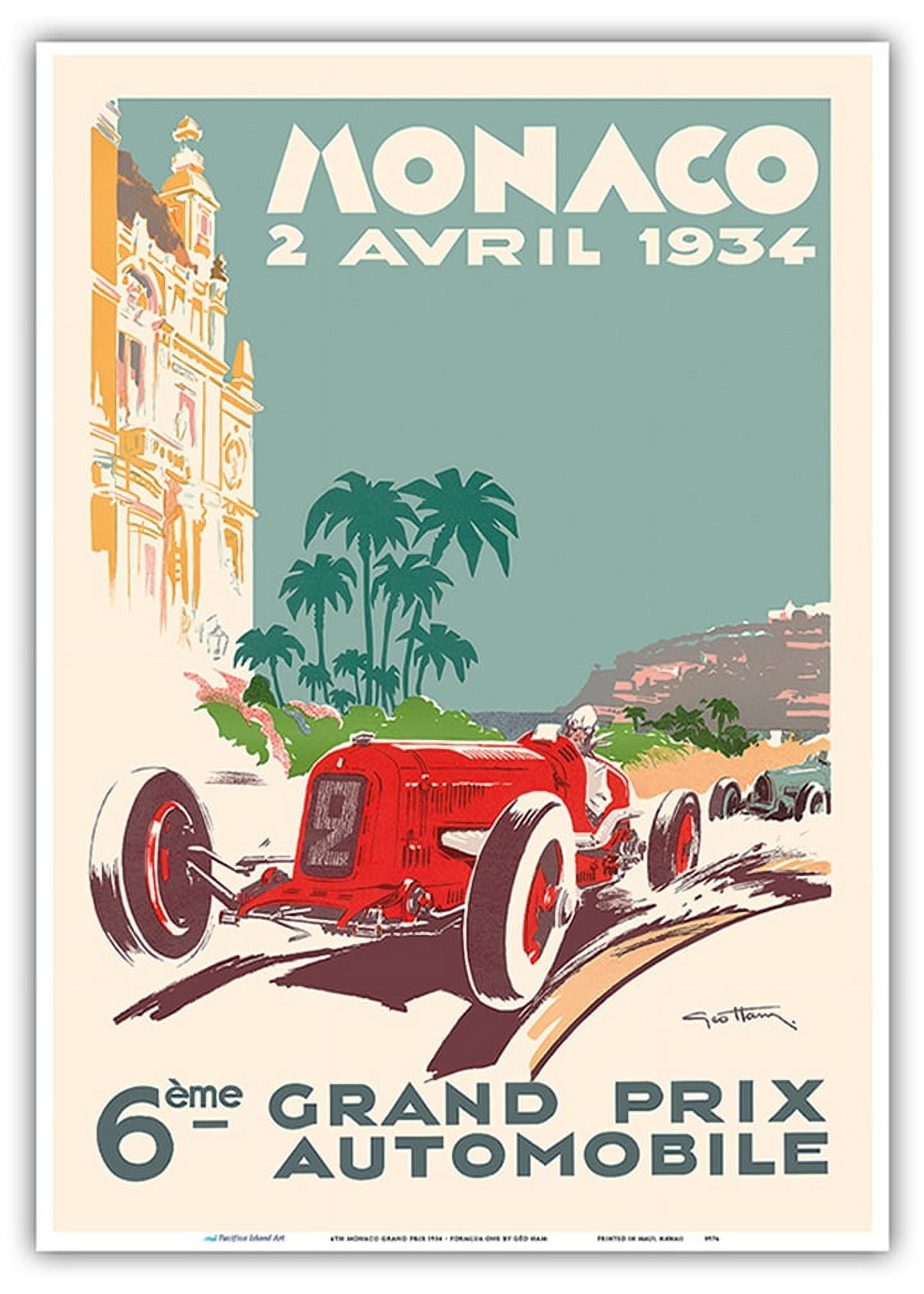 6th Monaco Grand Prix 1934 - Formula One - Vintage Car Racing Poster by ...