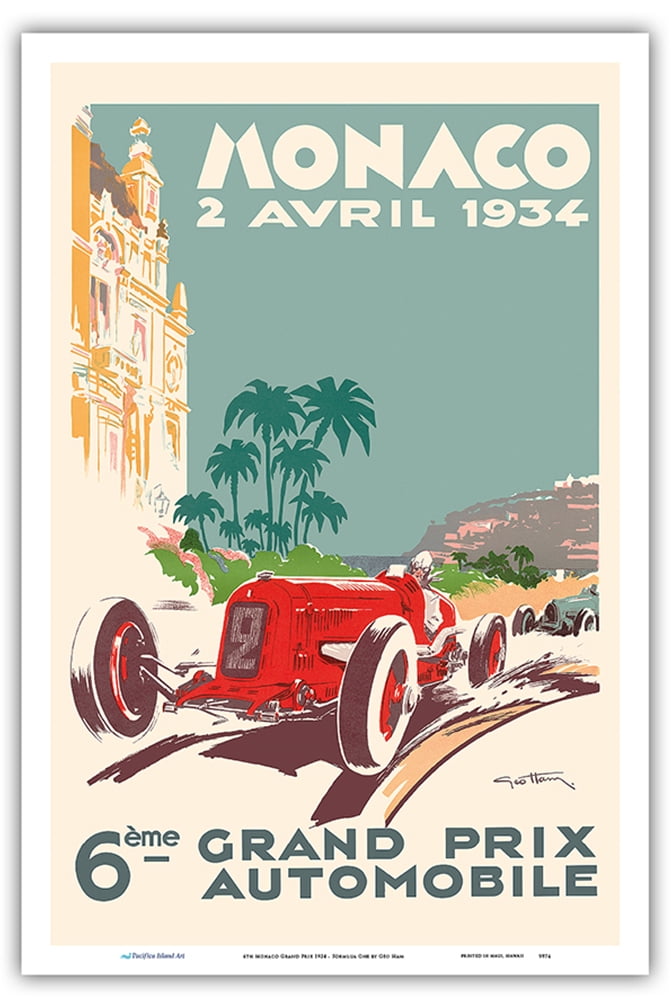 6th Monaco Grand Prix 1934 - Formula One - Vintage Car Racing Poster by ...