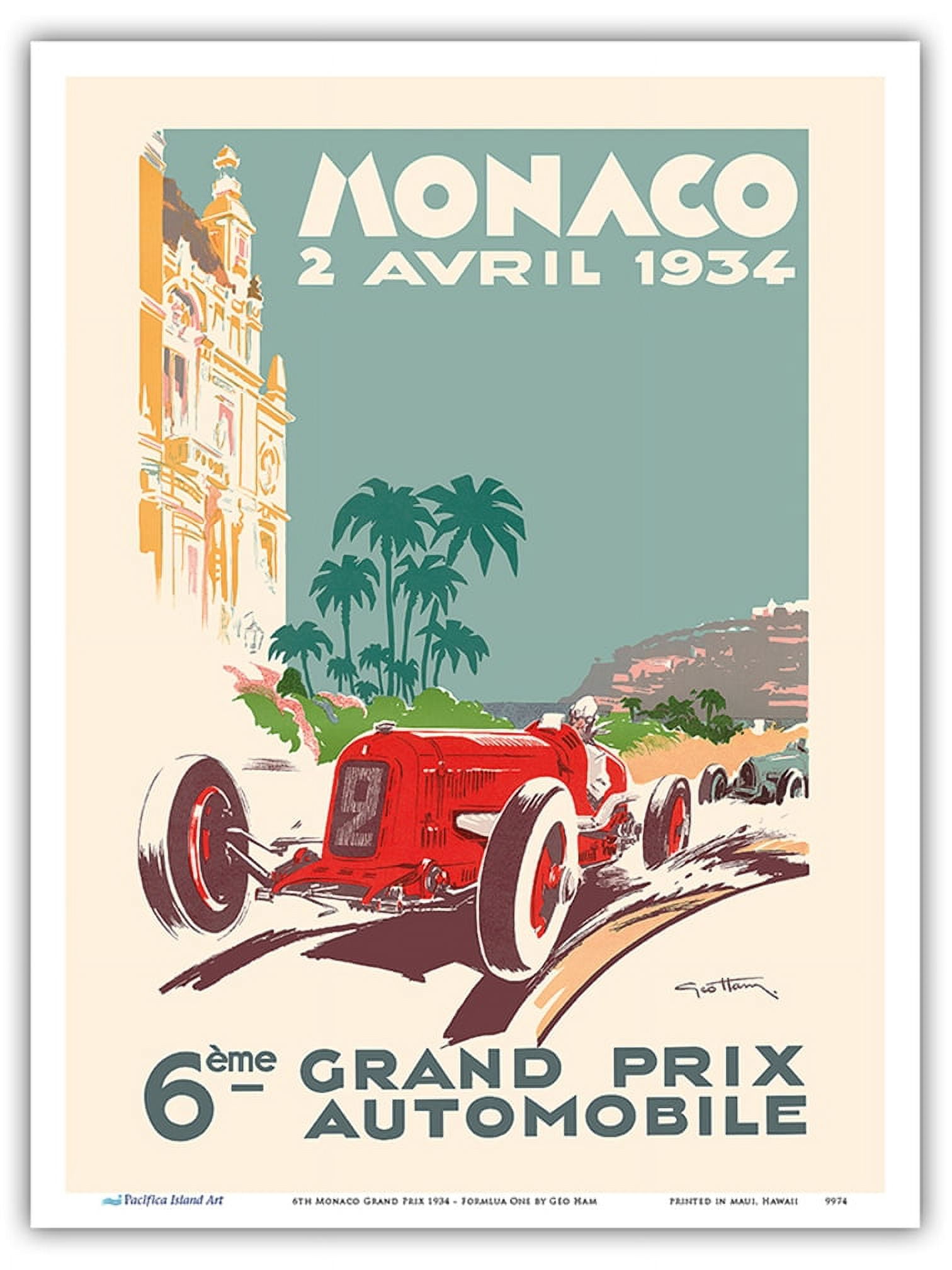 6th Monaco Grand Prix 1934 - Formula One - Vintage Car Racing Poster by ...