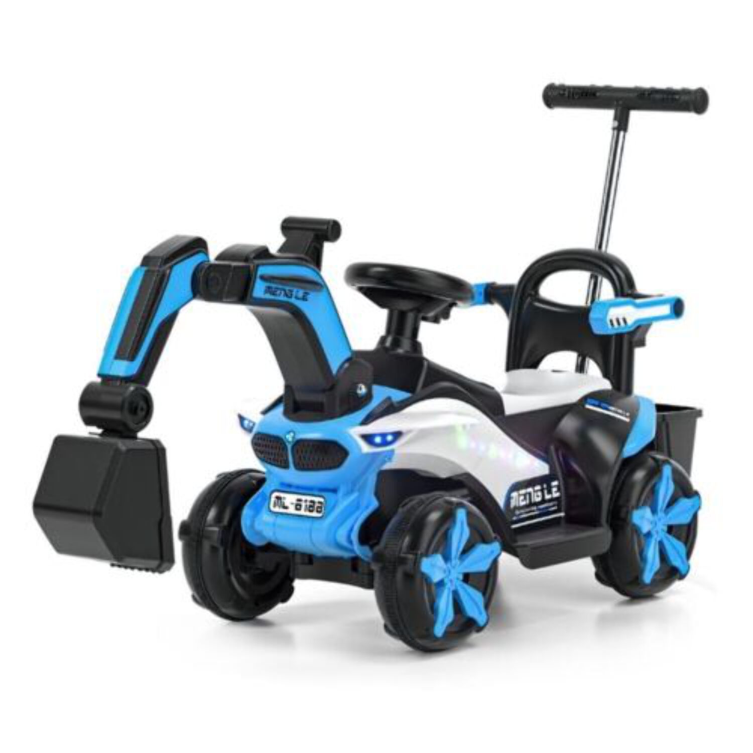 6v Electric Excavator Toy Car with Bluetooth, Helmet, and Rear Features ...