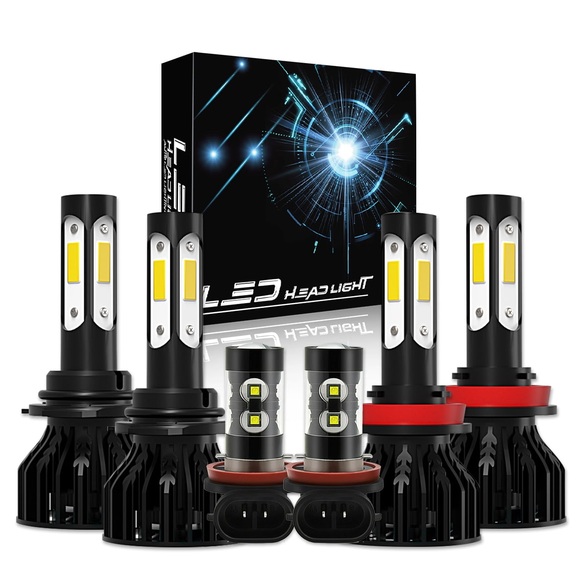6x 9005 H11 LED Headlight Bulbs Kit Hi+Lo Beam H11 Fog Light White For Lexus RX350 2010-2015 ...