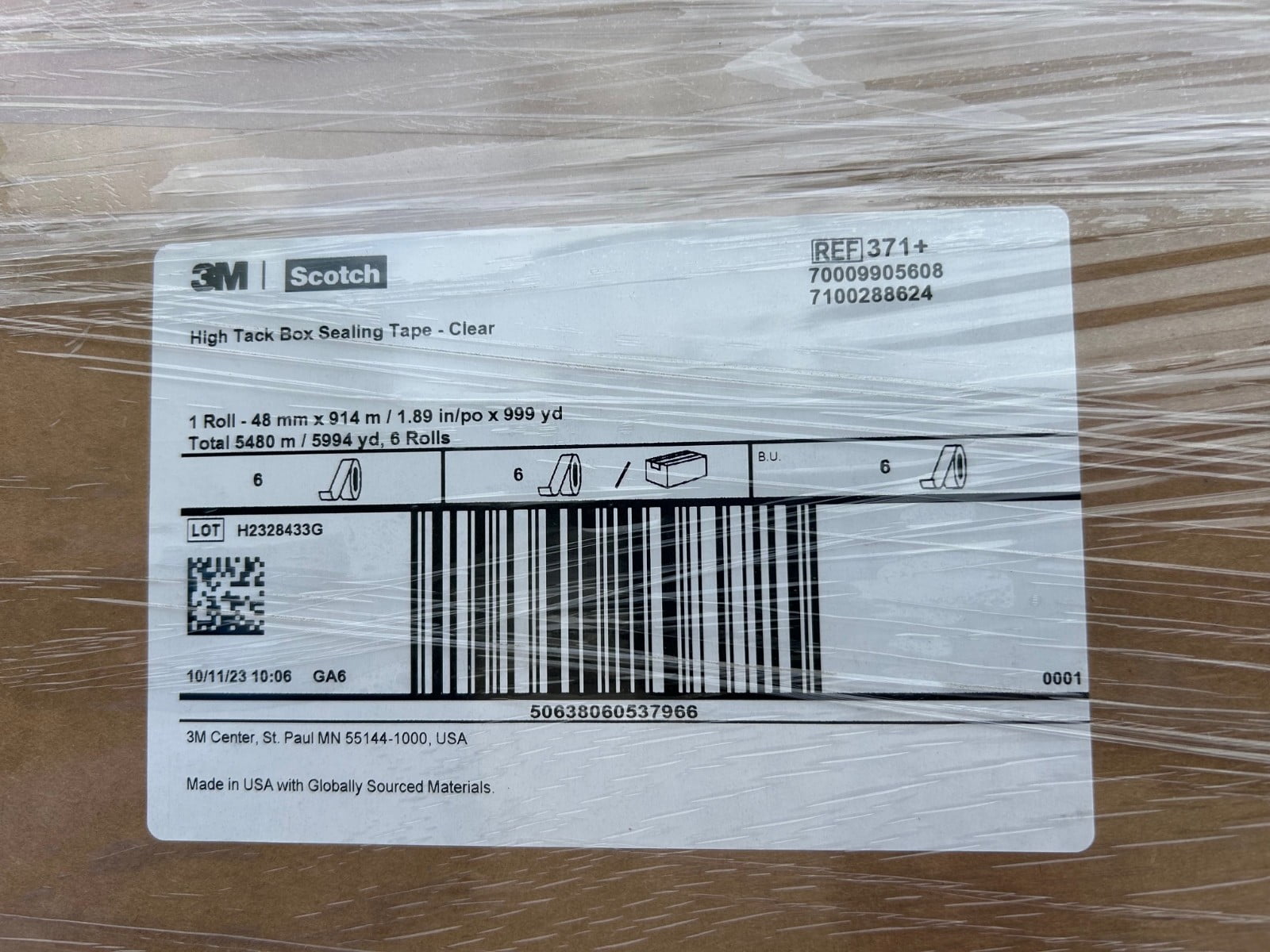 6x 999yds 3M TAPE HIGH TACK Box Sealing Clear 371 2" wide adhesive ...