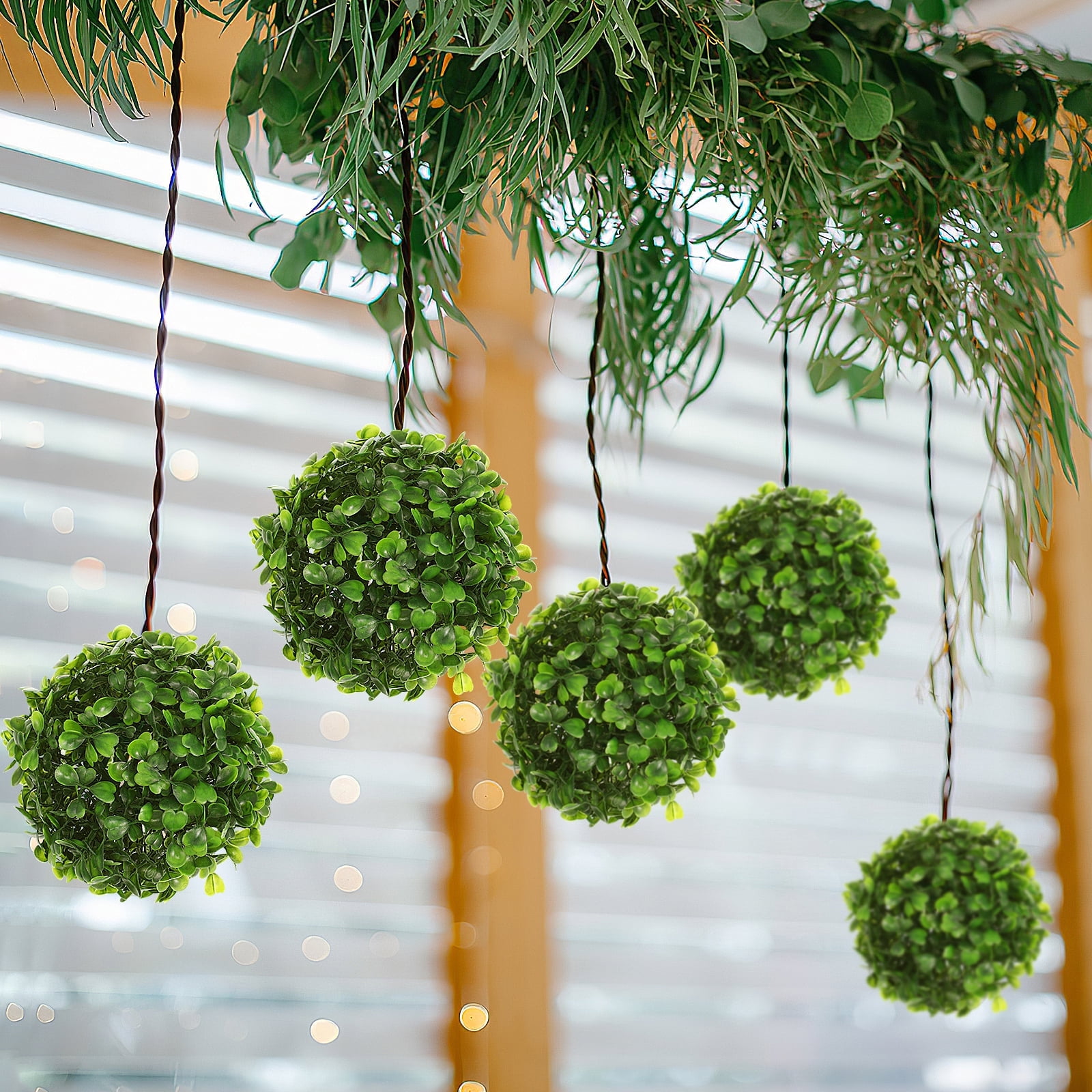 6x Artificial Boxwood Topiary Balls,Greenery Spheres Hanging Grass for ...