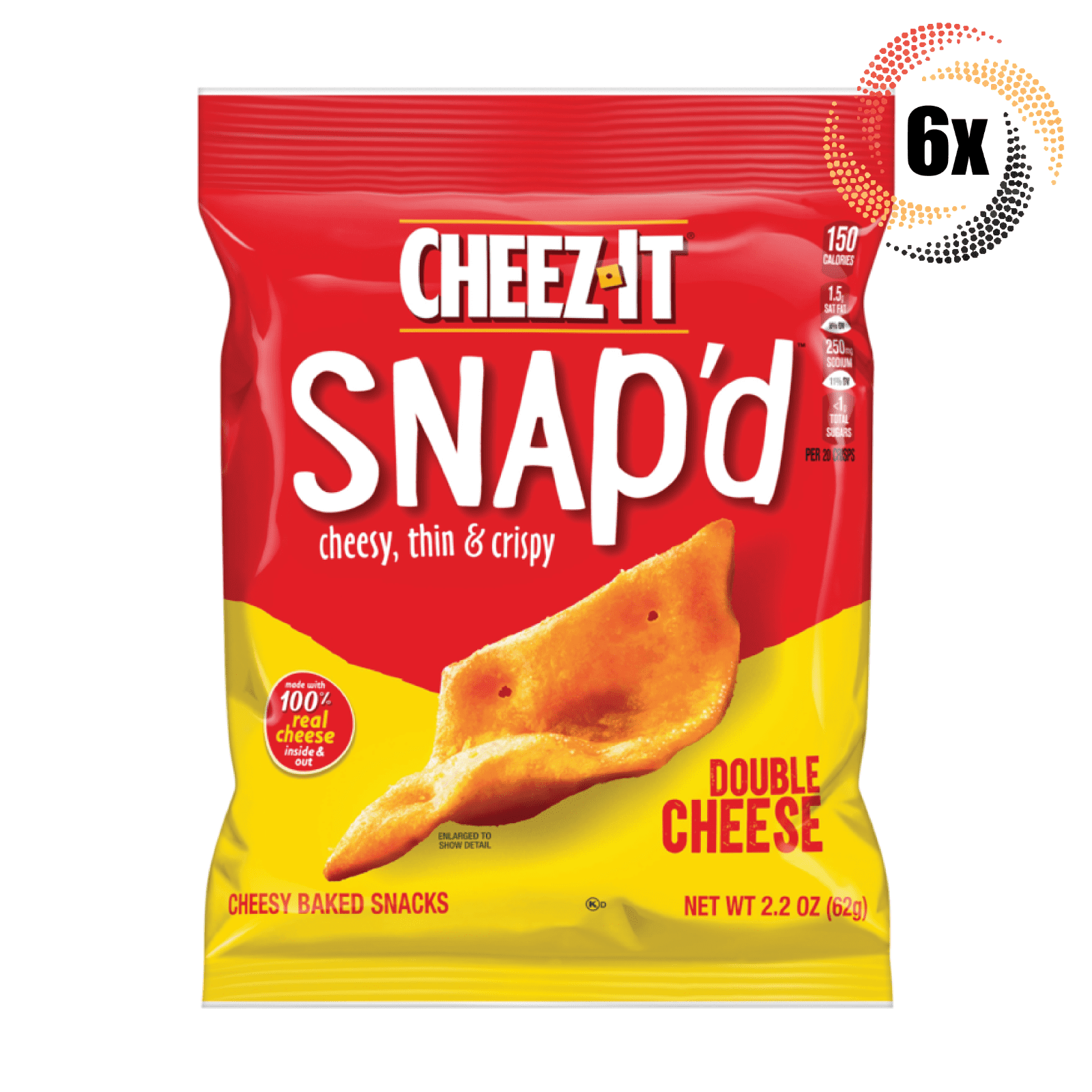 6x Bags Cheez-It Snap'd Double Cheese Cracker Chips Baked Snacks 2.2oz ...