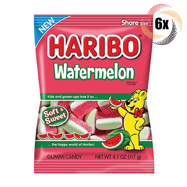 6x Bags Haribo Watermelon Flavor Gummi Candy Soft & Sweet | Share Size ...