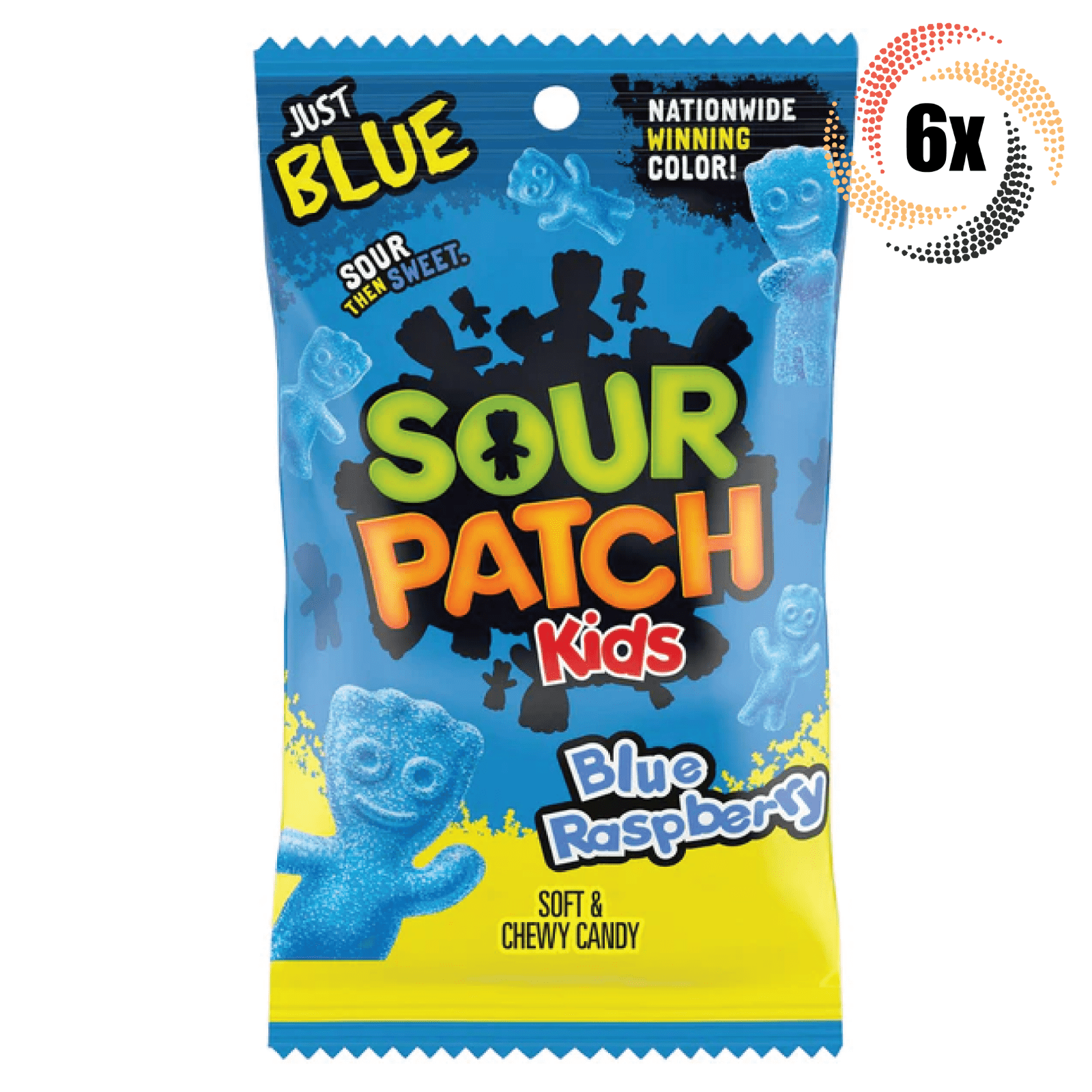 6x Bags Sour Patch Kids Blue Raspberry Flavor Soft & Chewy Gummy Candy ...